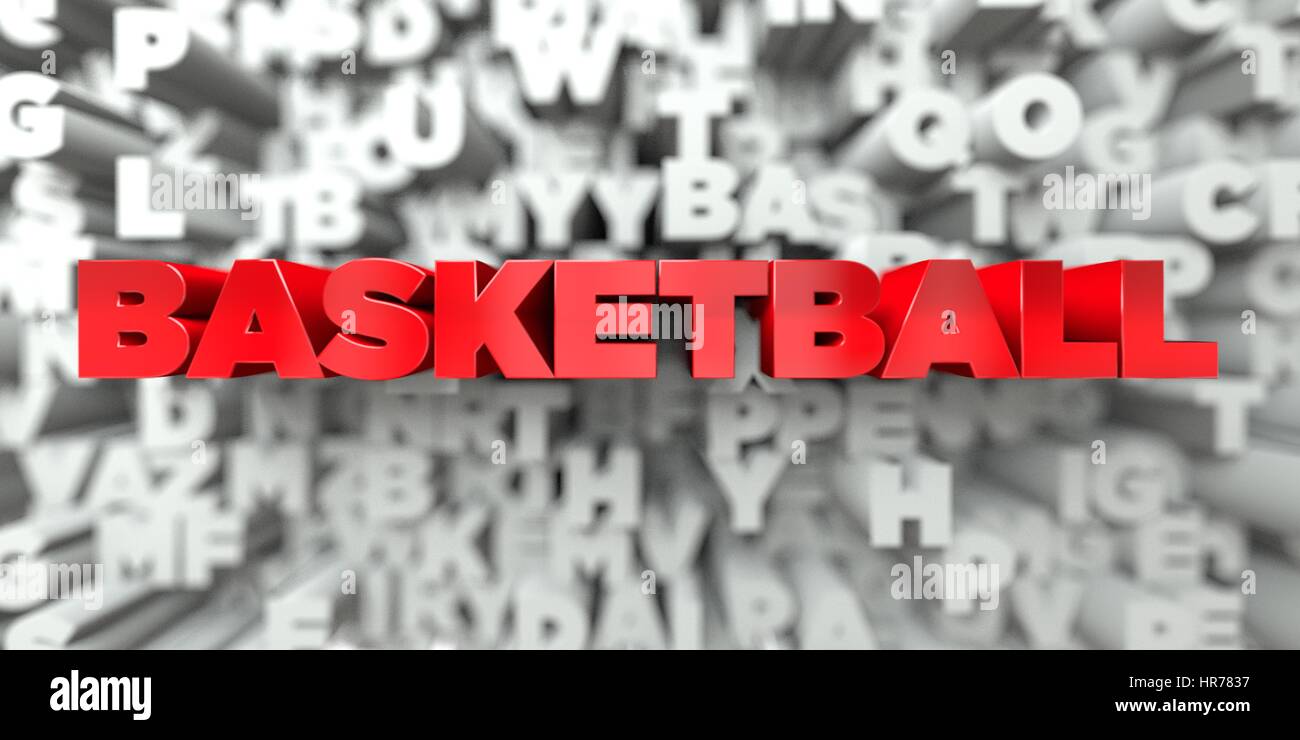 BASKETBALL - Red text on typography background - 3D rendered royalty ...