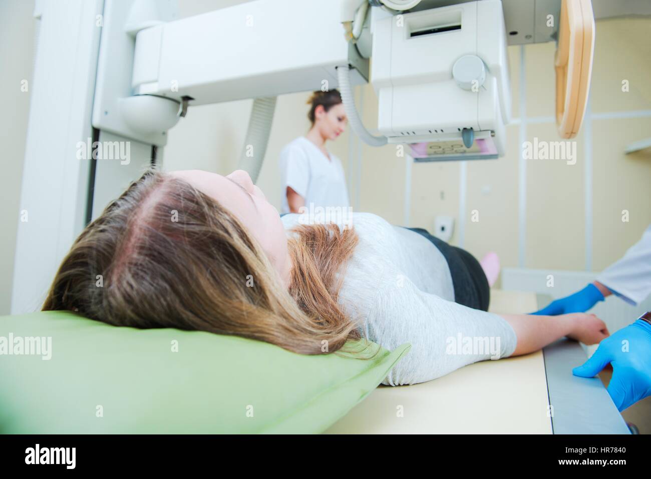 Radiology X Ray Scanning. Teenage Girl Preparing For the Scan ...