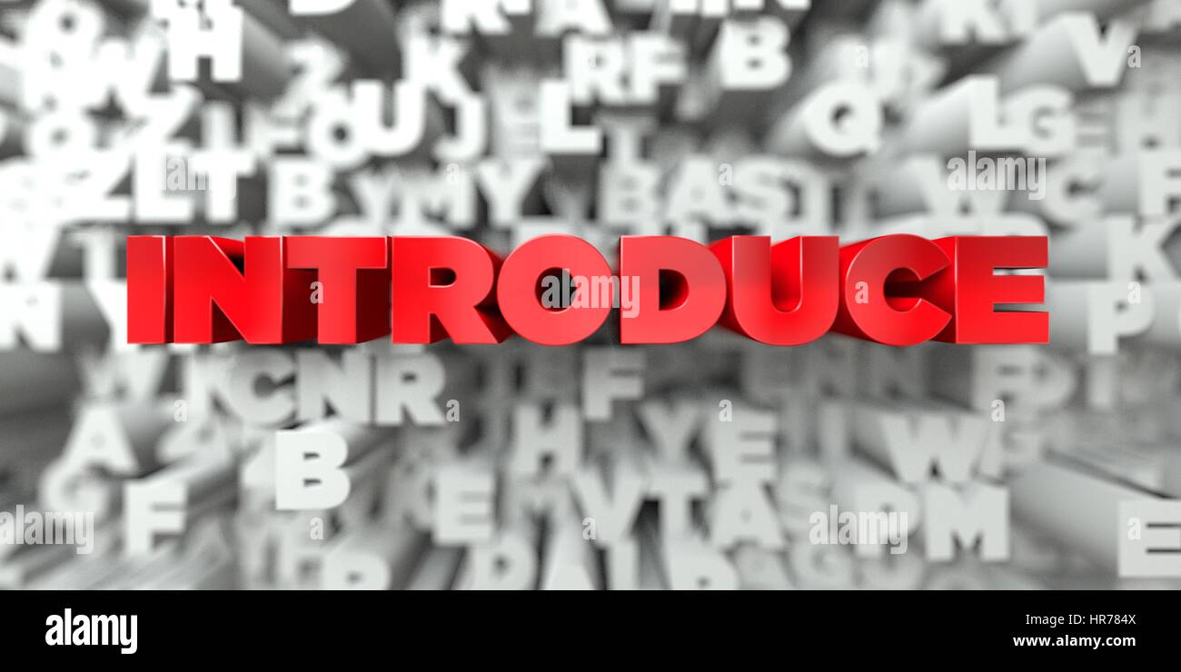 INTRODUCE - Red text on typography background - 3D rendered royalty free stock image. This image ...