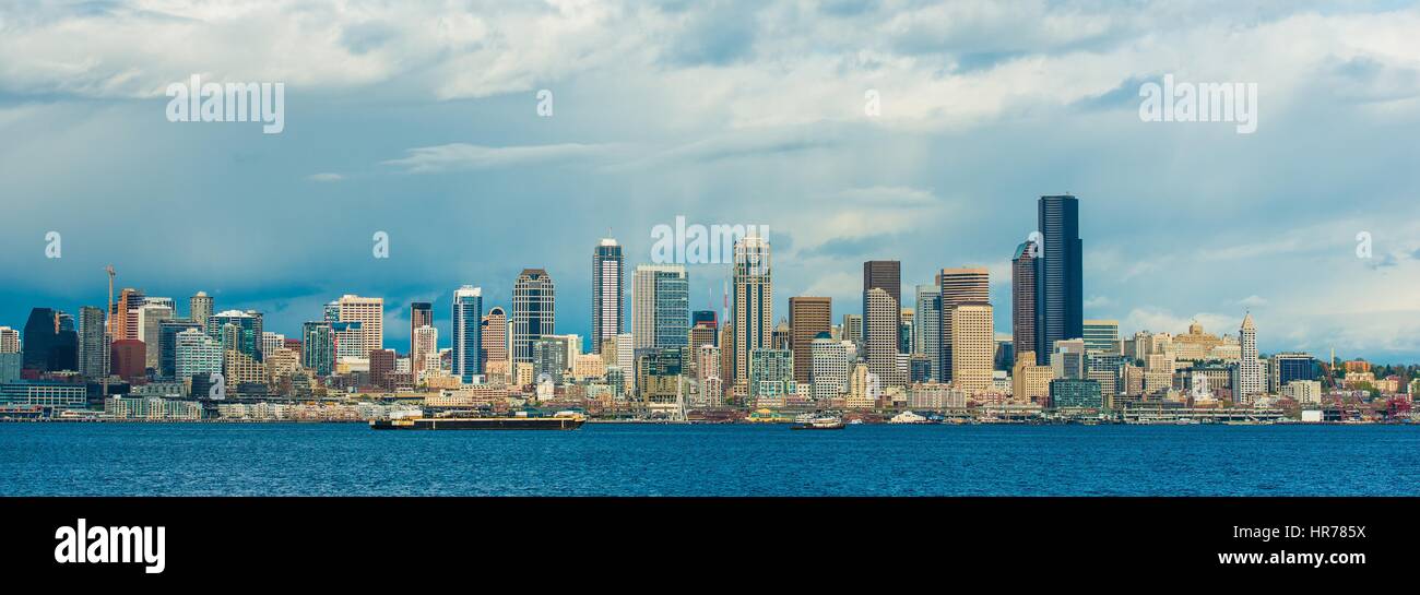 Seattle Skyline Panorama. Downtown Seattle, Washington, United States ...