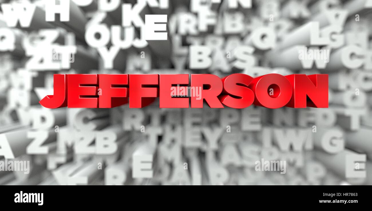 JEFFERSON - Red text on typography background - 3D rendered royalty ...
