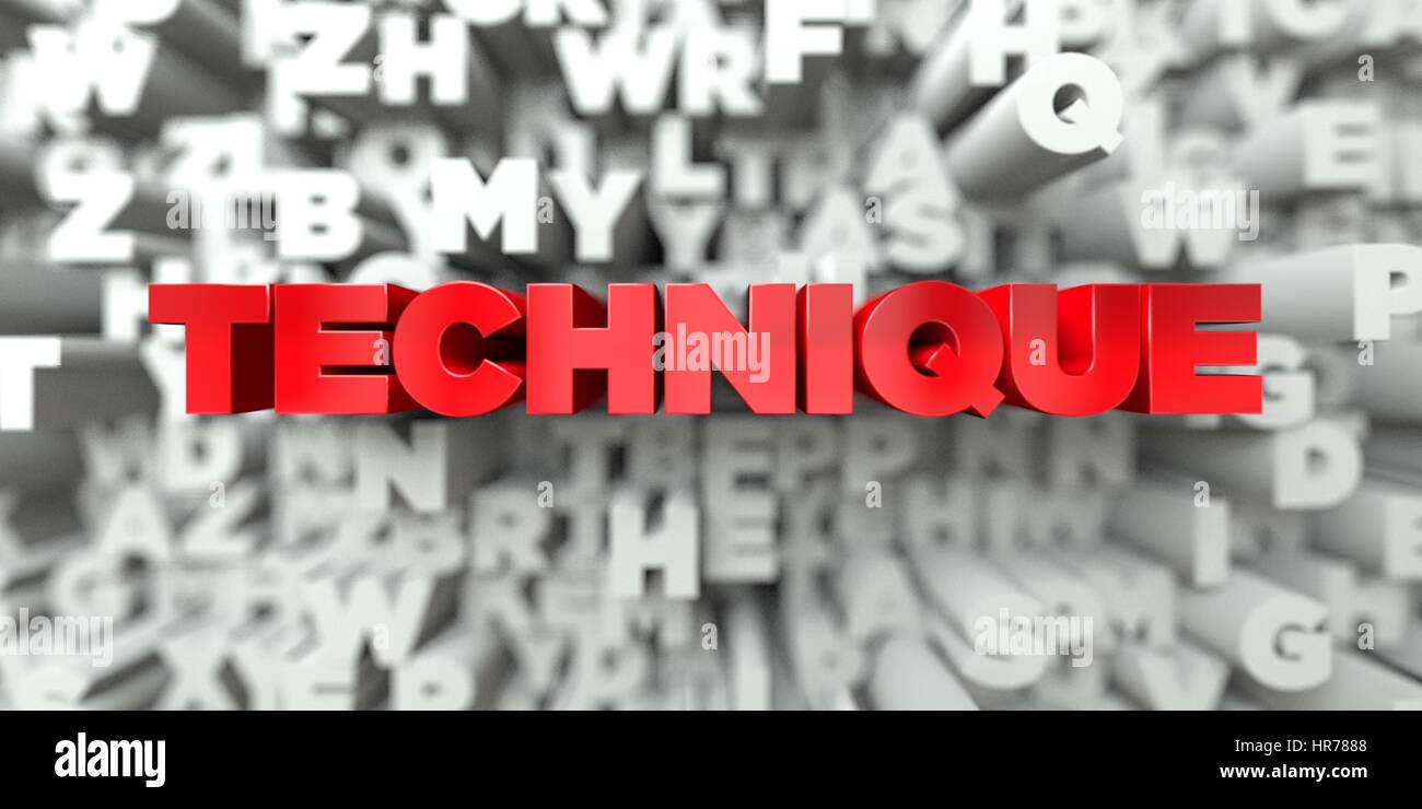 TECHNIQUE - Red text on typography background - 3D rendered royalty ...