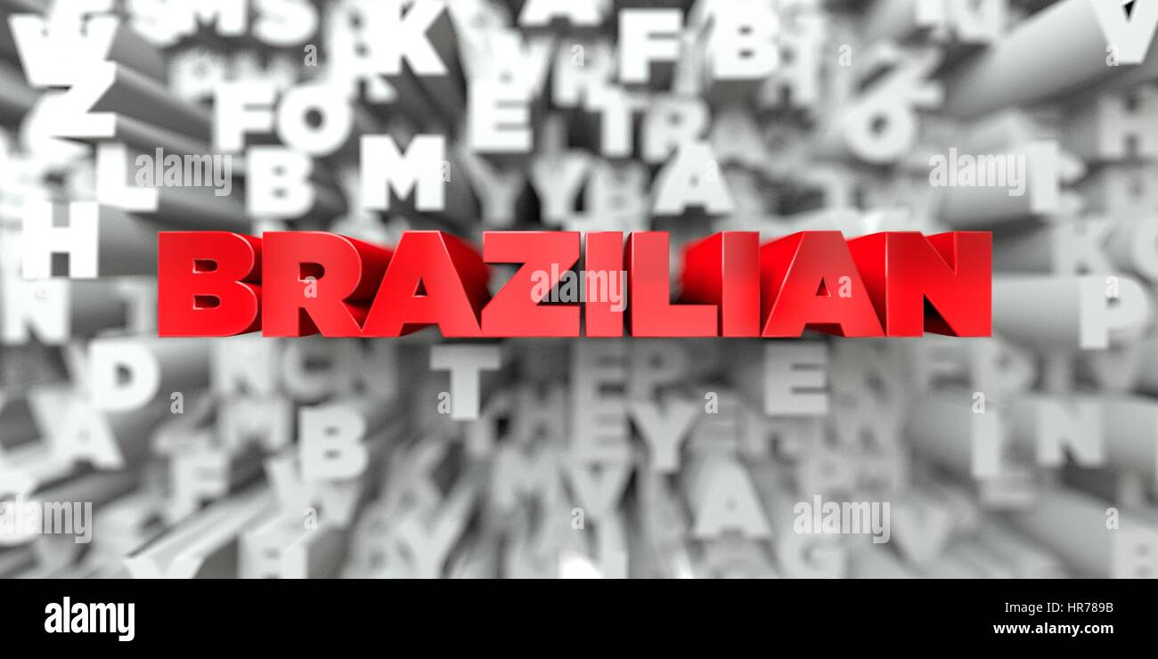 BRAZILIAN - Red text on typography background - 3D rendered royalty ...