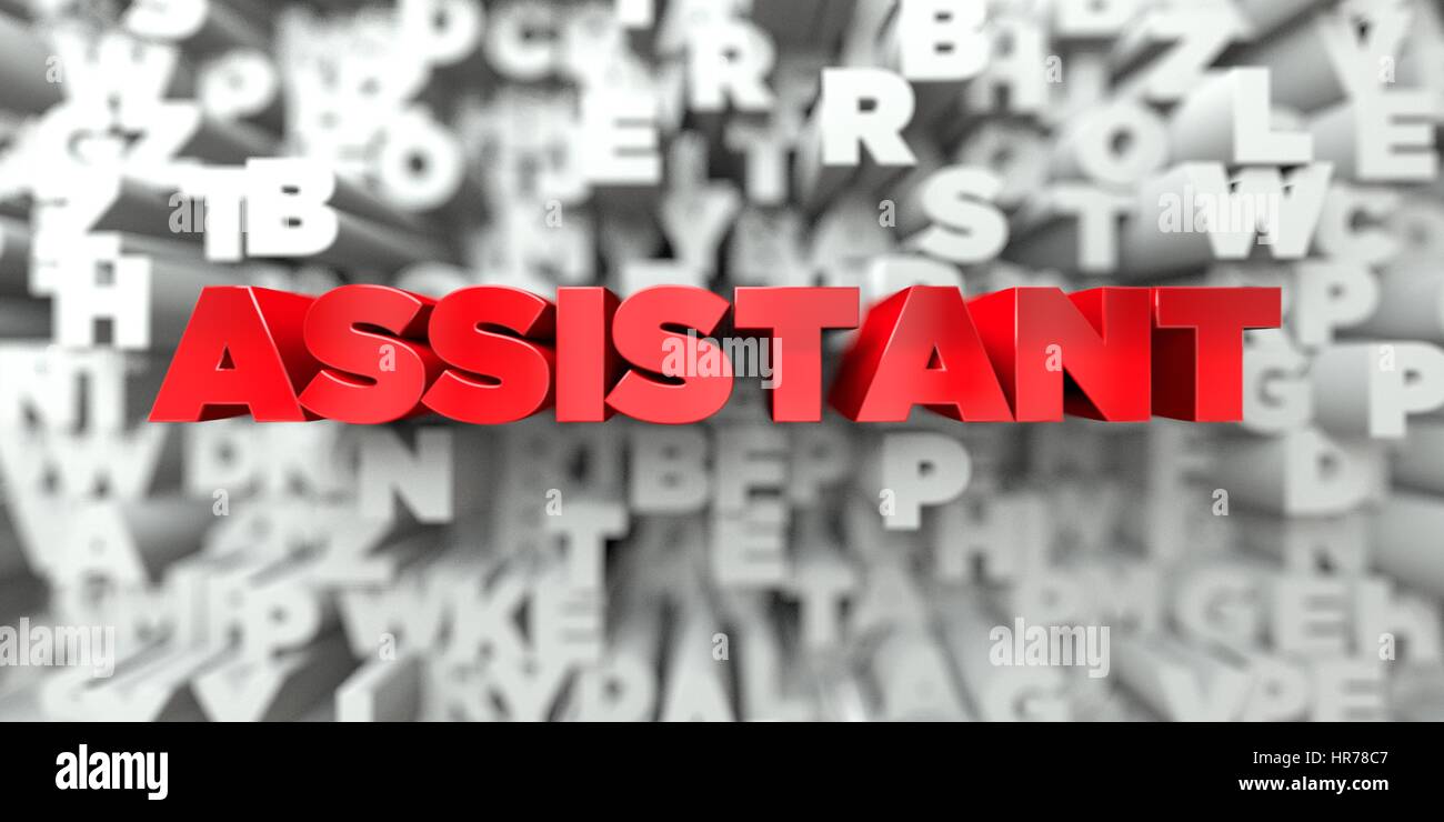 ASSISTANT - Red text on typography background - 3D rendered royalty ...