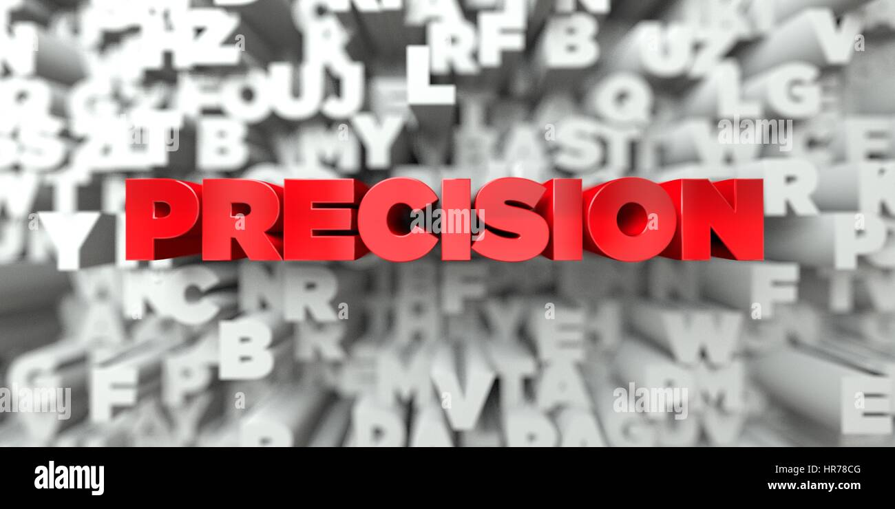 PRECISION - Red text on typography background - 3D rendered royalty ...