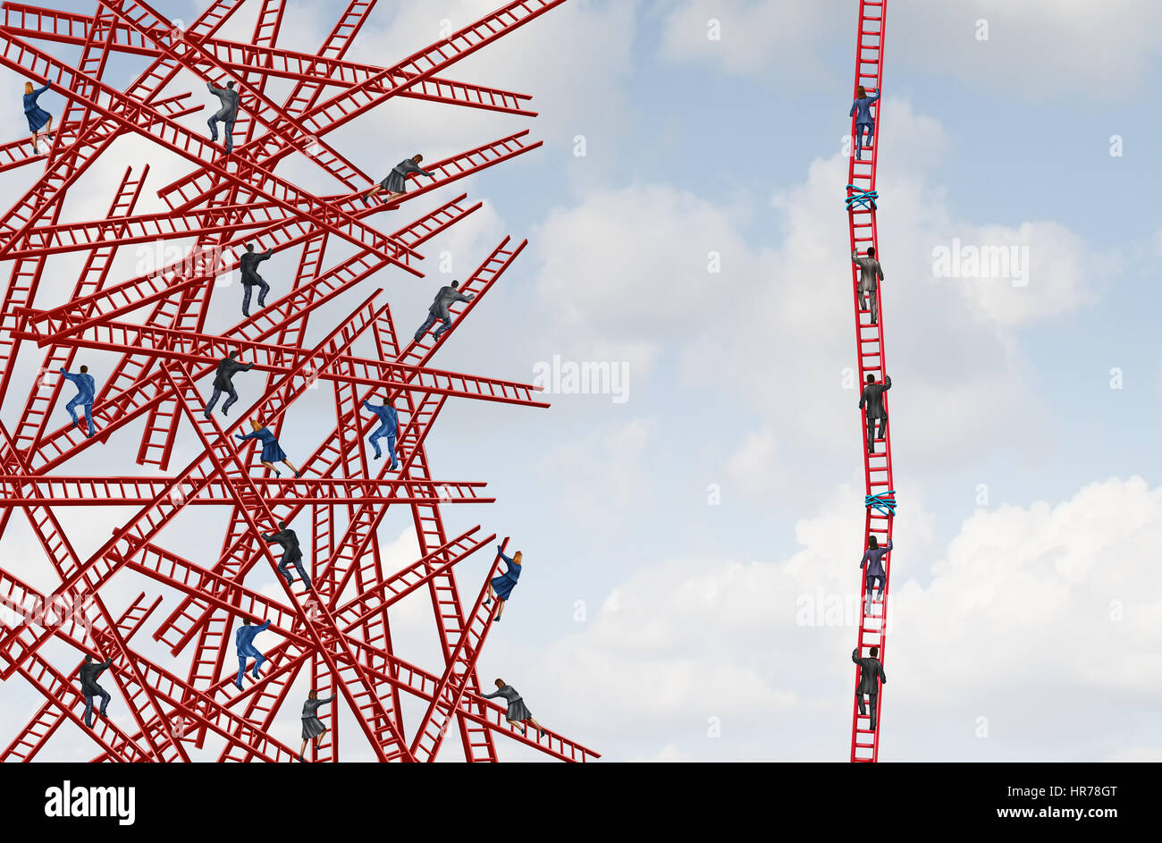 Organized business concept as a group of confused people on tangled ...