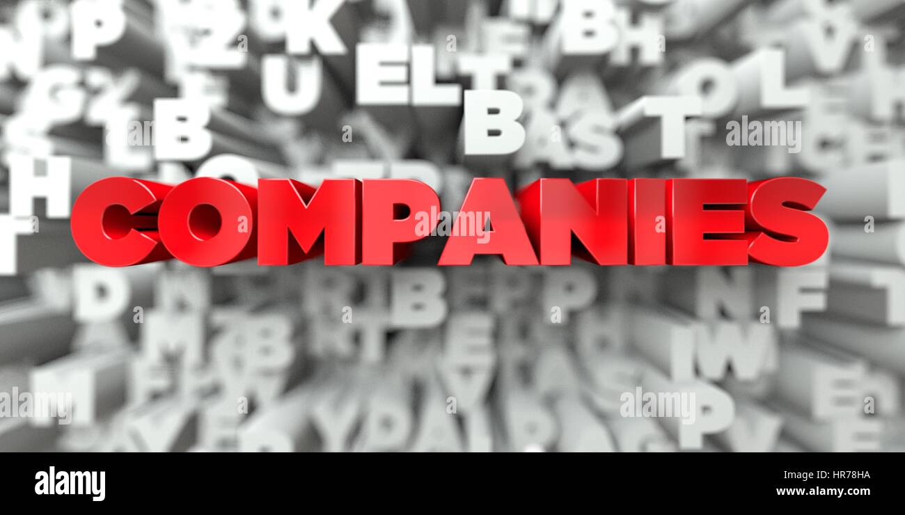 COMPANIES - Red text on typography background - 3D rendered royalty ...