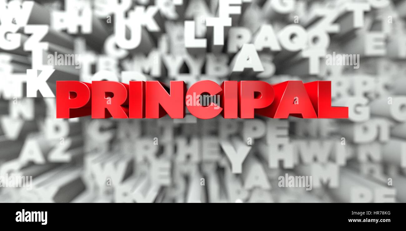 PRINCIPAL - Red text on typography background - 3D rendered royalty ...