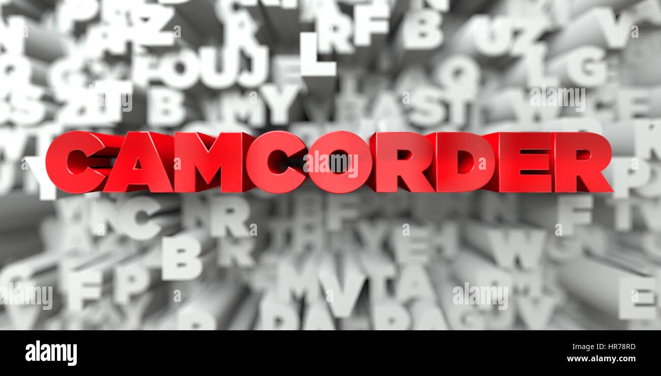 CAMCORDER - Red text on typography background - 3D rendered royalty ...
