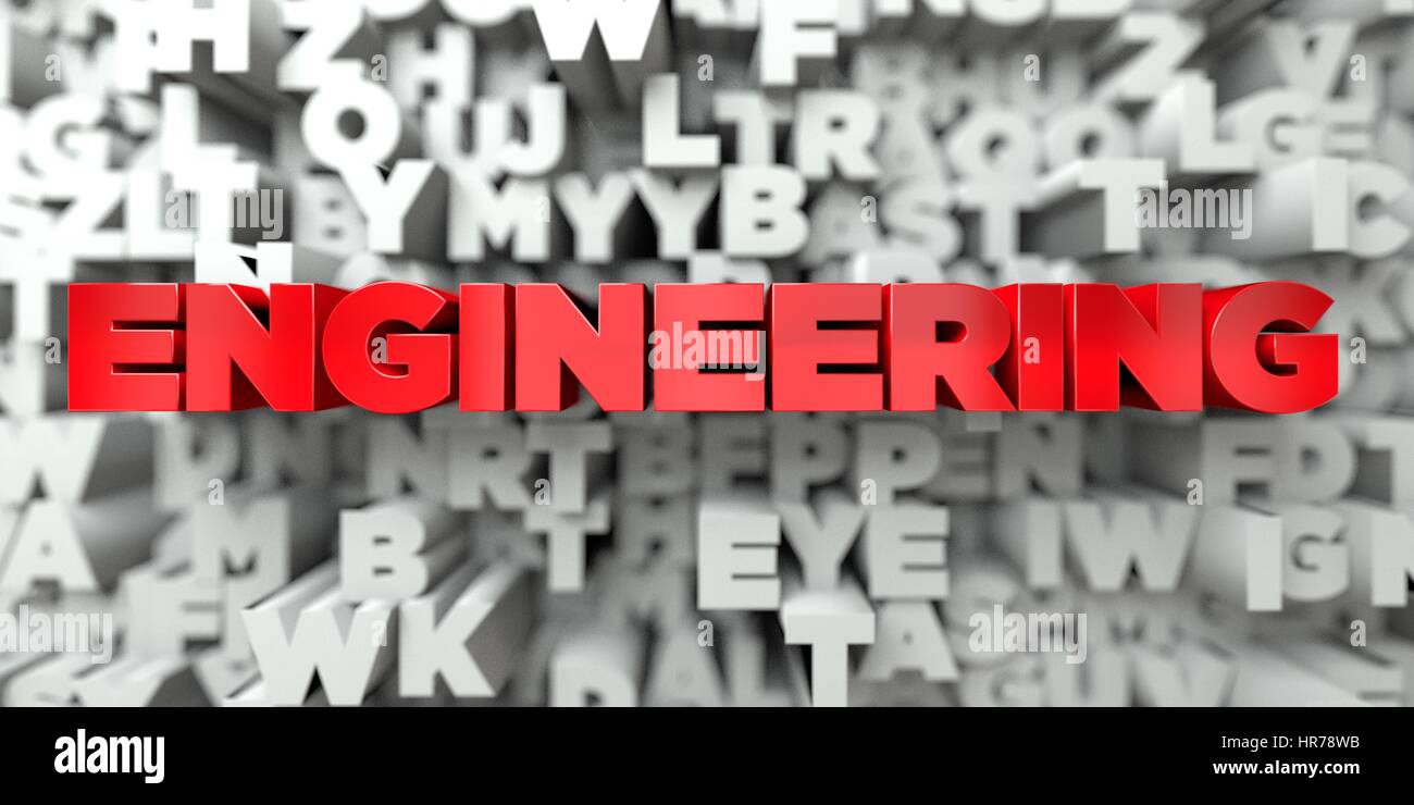 ENGINEERING - Red text on typography background - 3D rendered royalty ...
