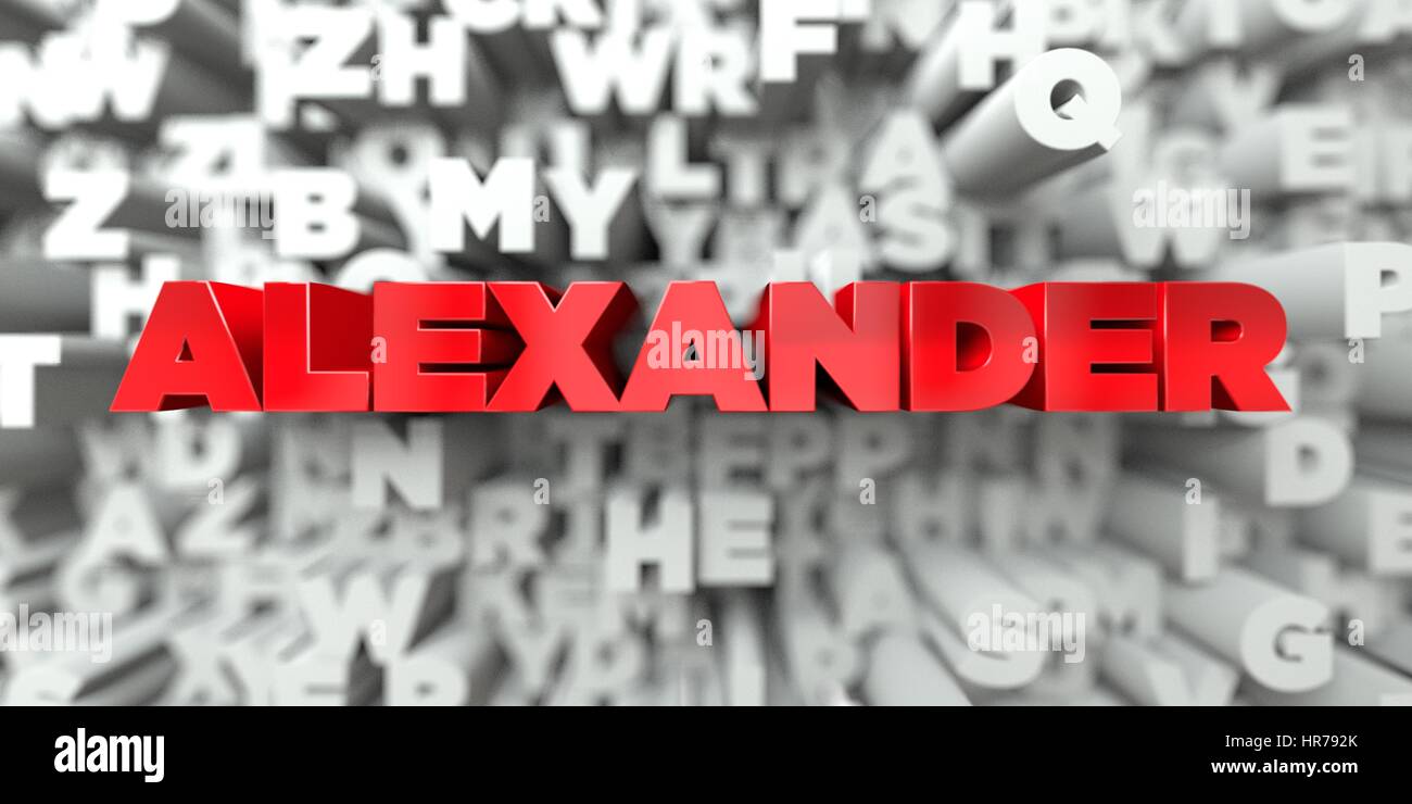 ALEXANDER - Red text on typography background - 3D rendered royalty ...
