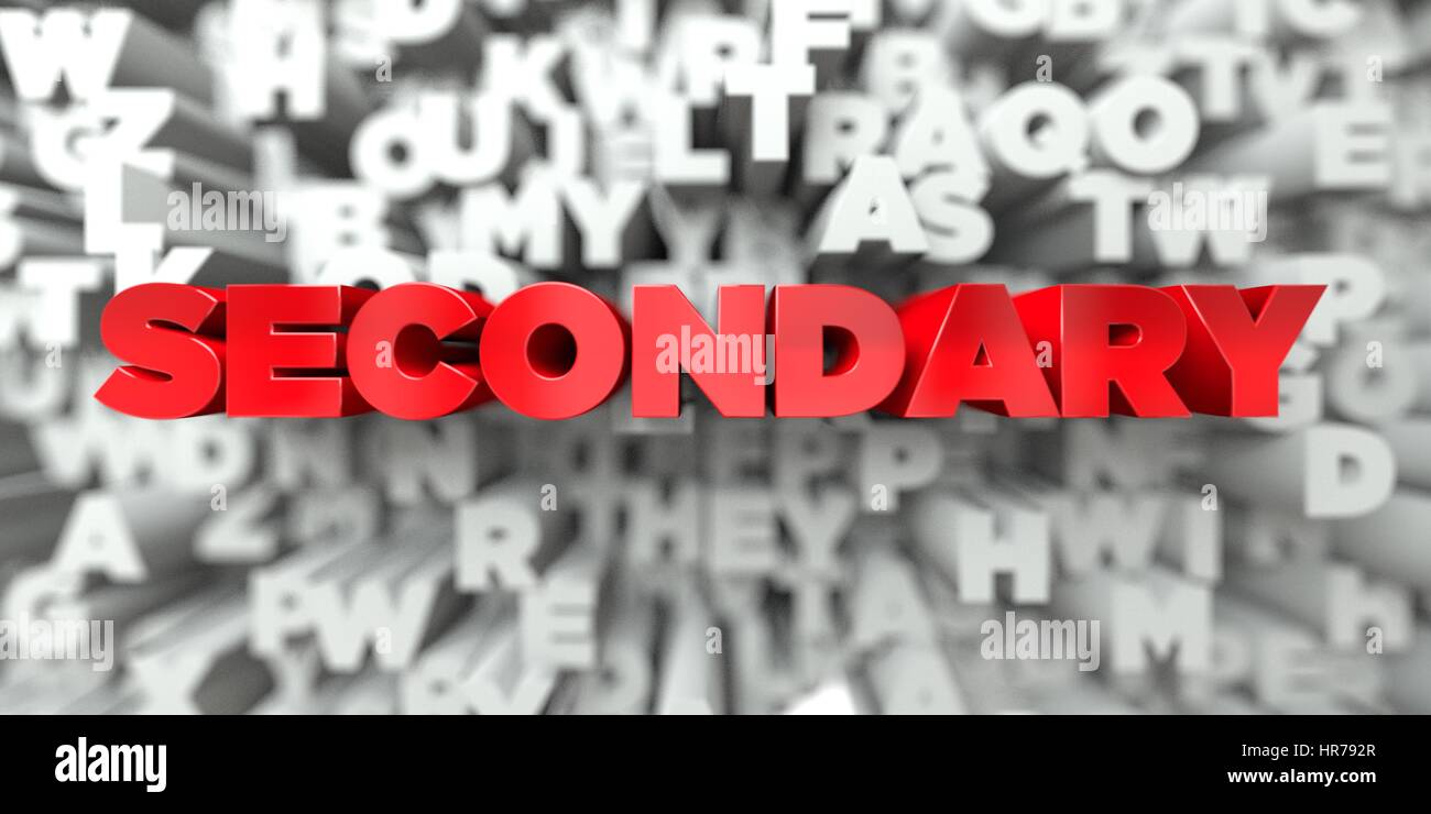 SECONDARY - Red text on typography background - 3D rendered royalty ...