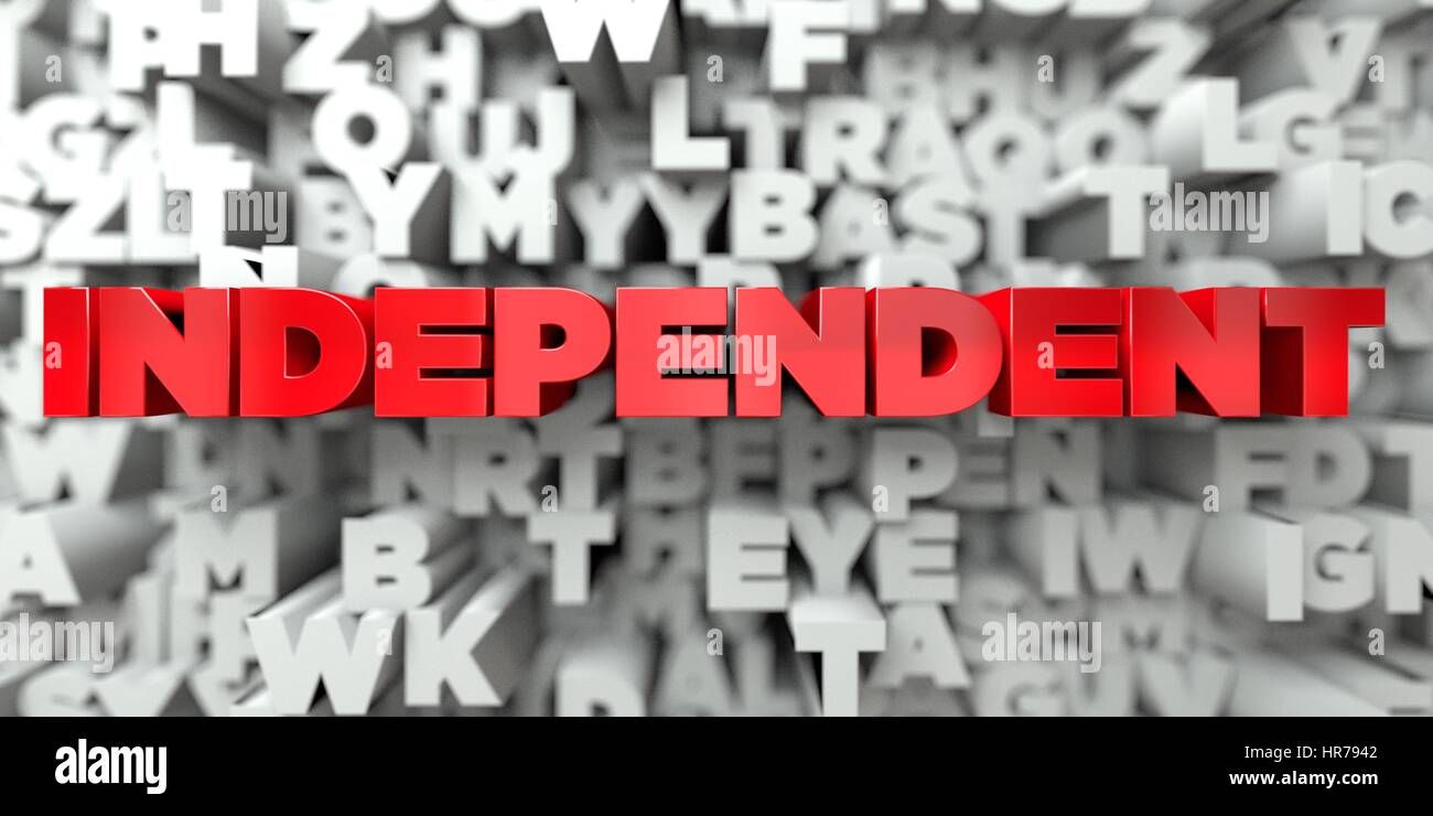 INDEPENDENT - Red text on typography background - 3D rendered royalty ...