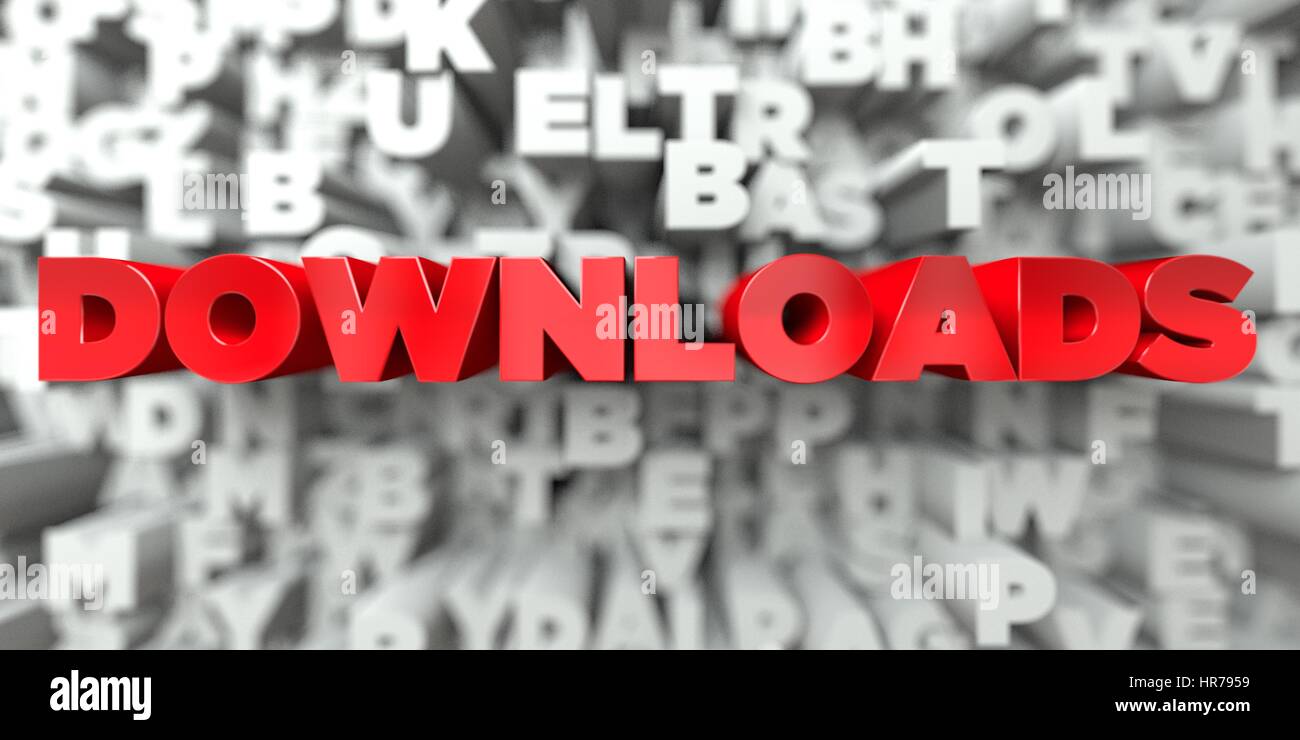 DOWNLOADS - Red text on typography background - 3D rendered royalty ...