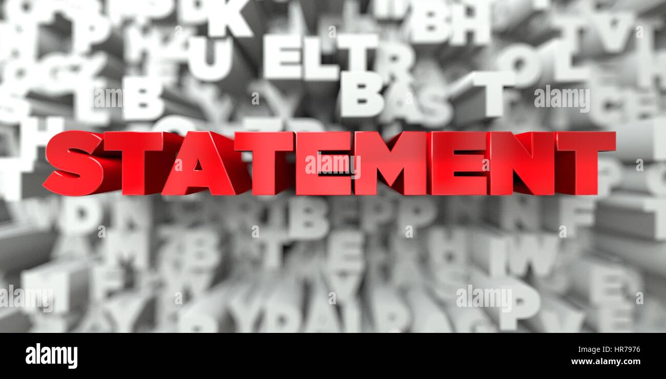 STATEMENT - Red text on typography background - 3D rendered royalty ...