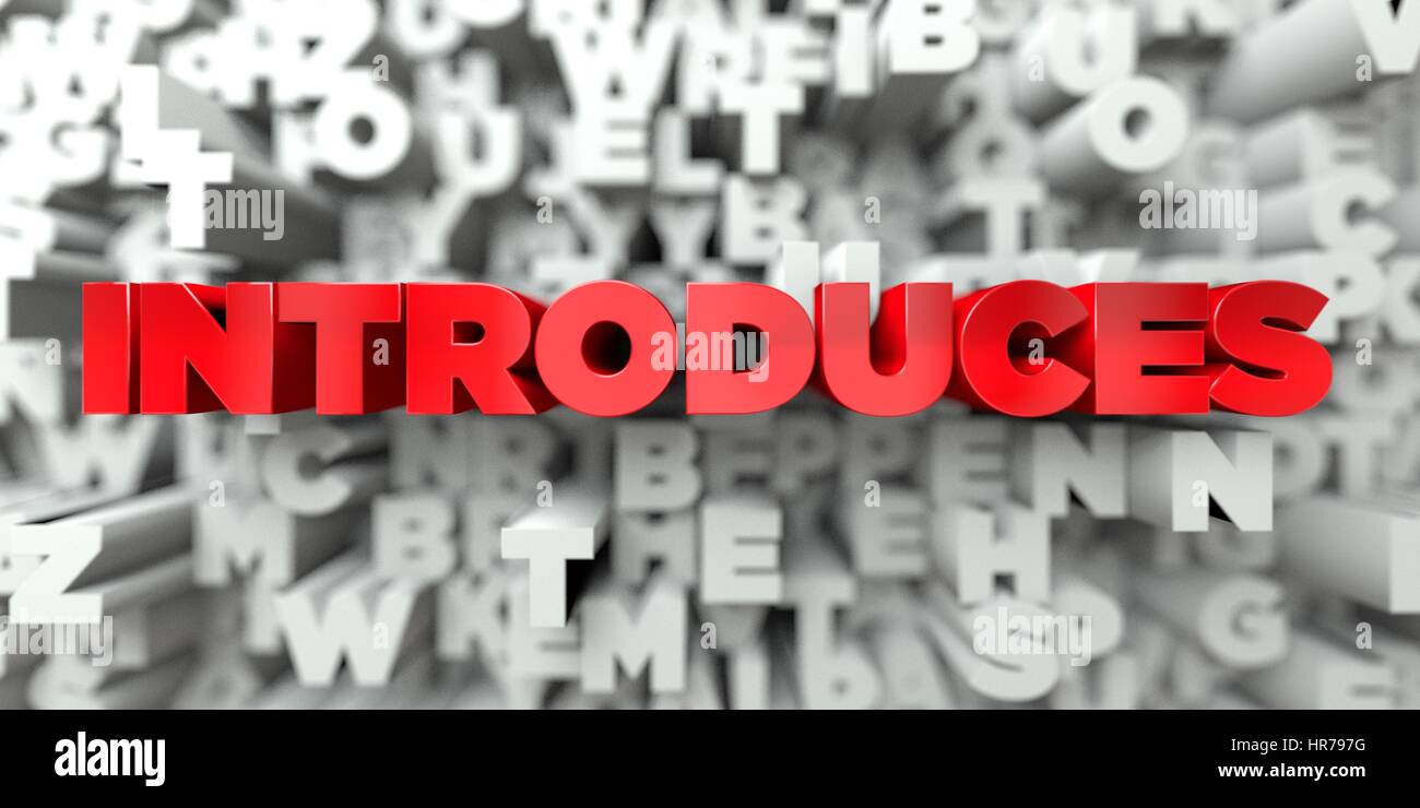 INTRODUCES - Red text on typography background - 3D rendered royalty ...