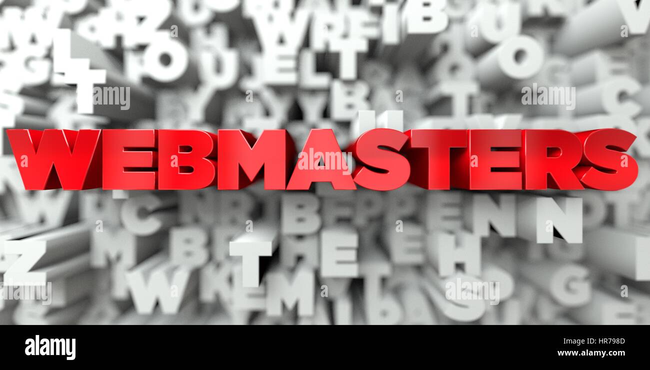 WEBMASTERS - Red text on typography background - 3D rendered royalty ...