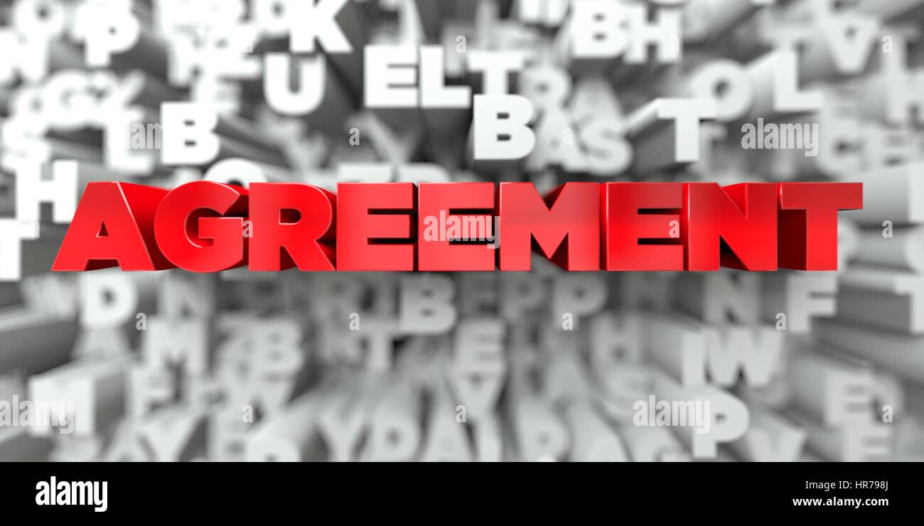 AGREEMENT - Red text on typography background - 3D rendered royalty ...