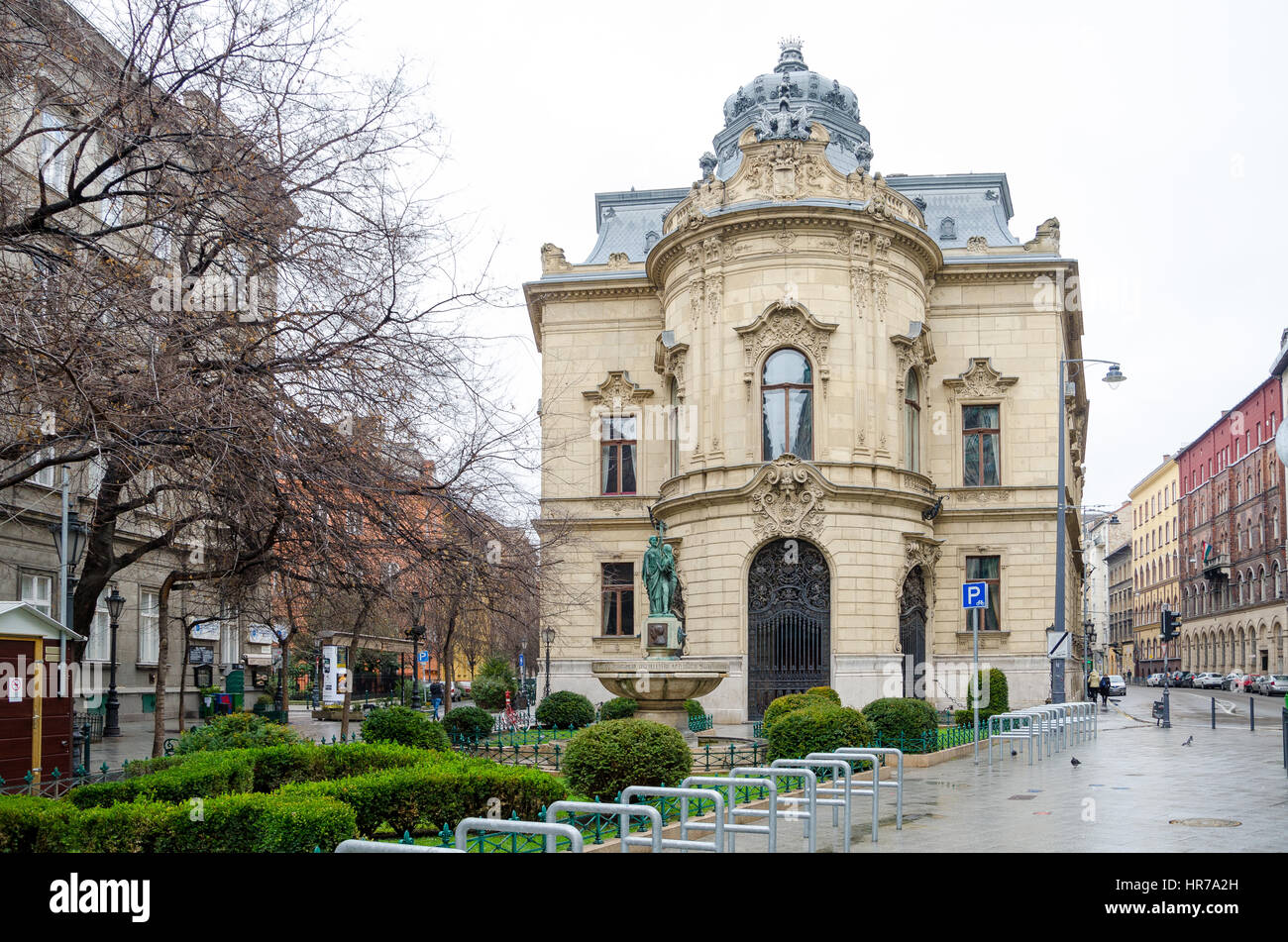 BUDAPEST, HUNGARY - FEBRUARY 21, 2016: Facade of the Metropolitan Ervin ...