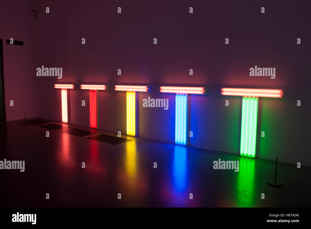 Dan Flavin fluorescent light sculptures in Tate Modern gallery Stock ...
