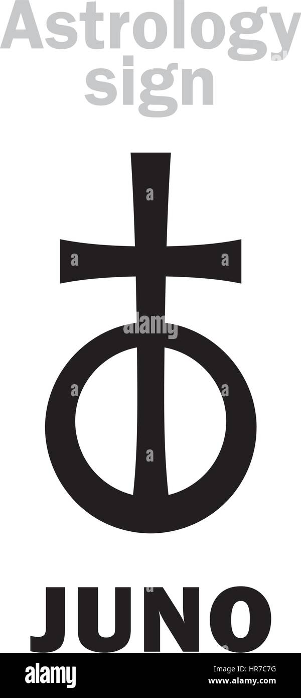 Astrology Alphabet: JUNO, classic asteroid. Hieroglyphics character ...