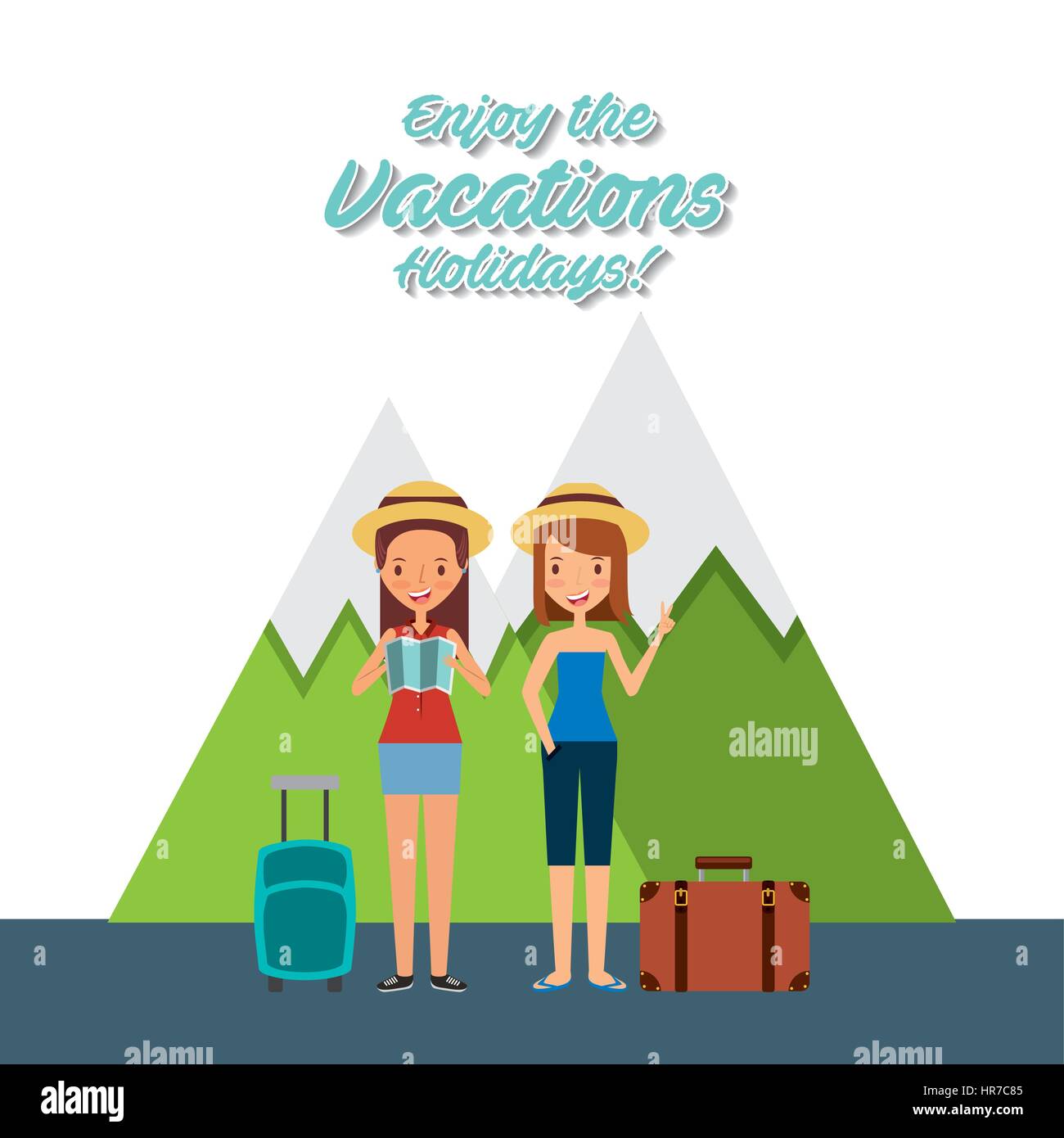 Funny suitcase woman holidays Stock Vector Images - Alamy