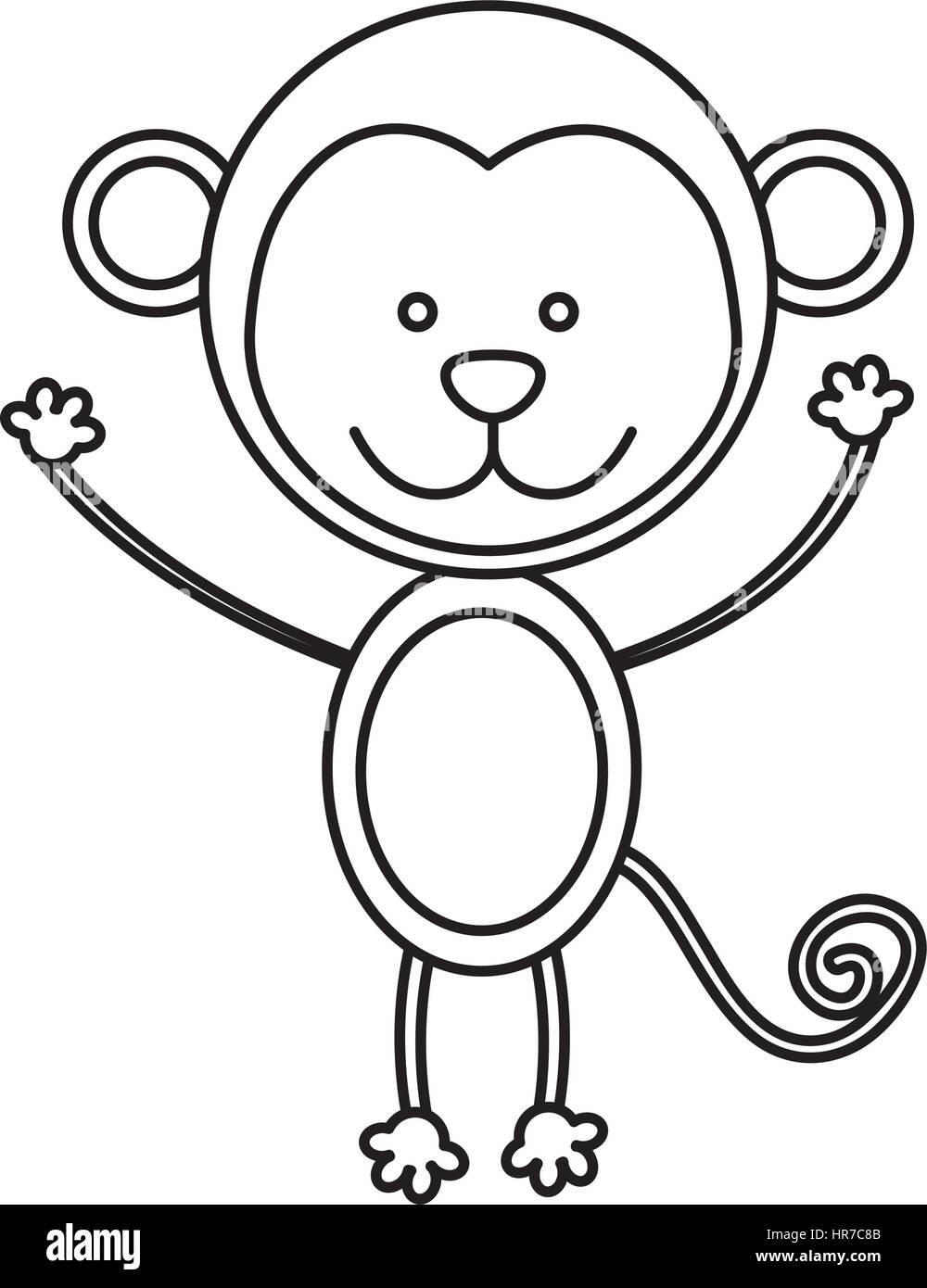 monochrome contour with male monkey Stock Vector Image & Art - Alamy