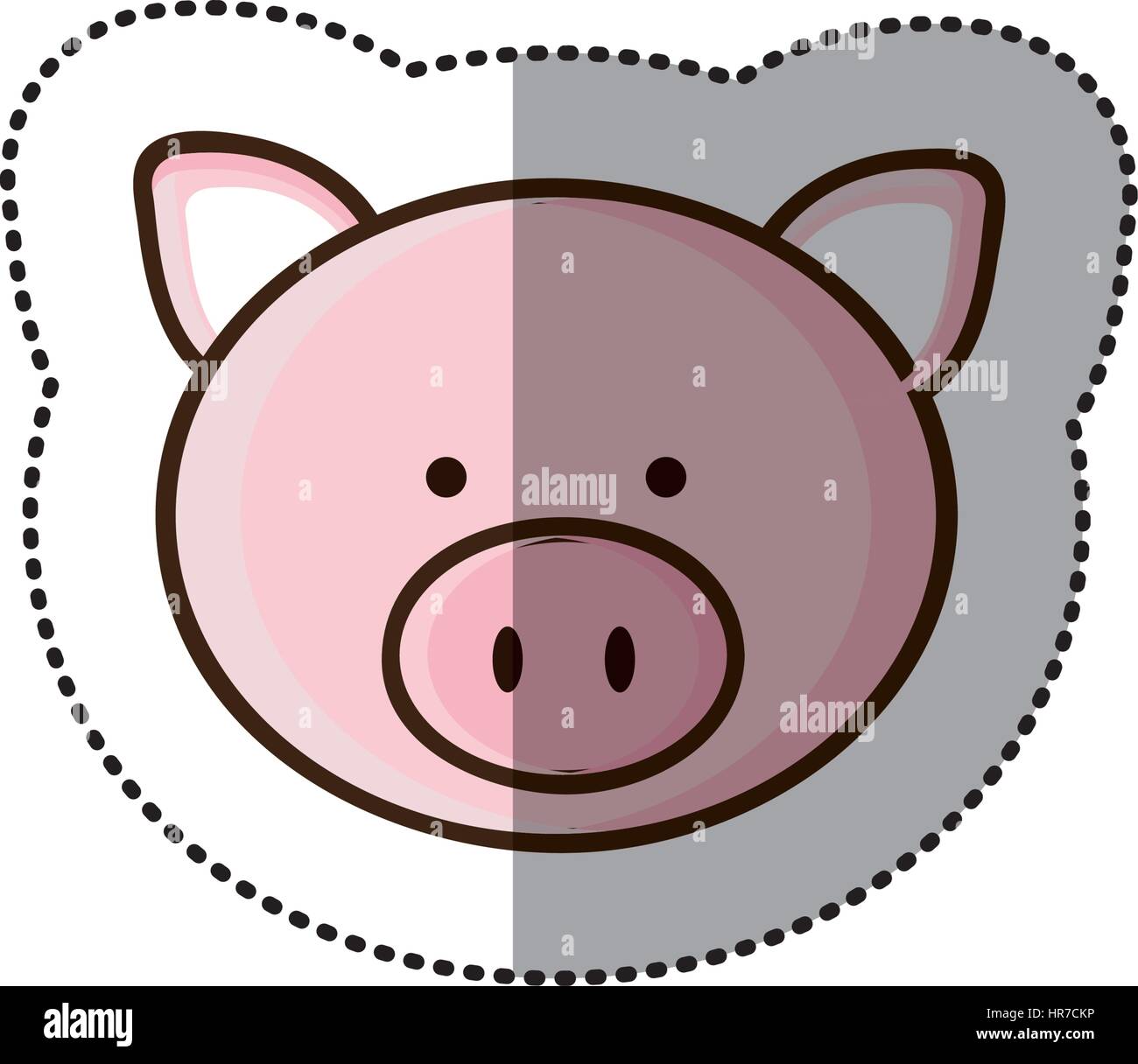 sticker colorful picture face cute pig animal Stock Vector Image & Art ...