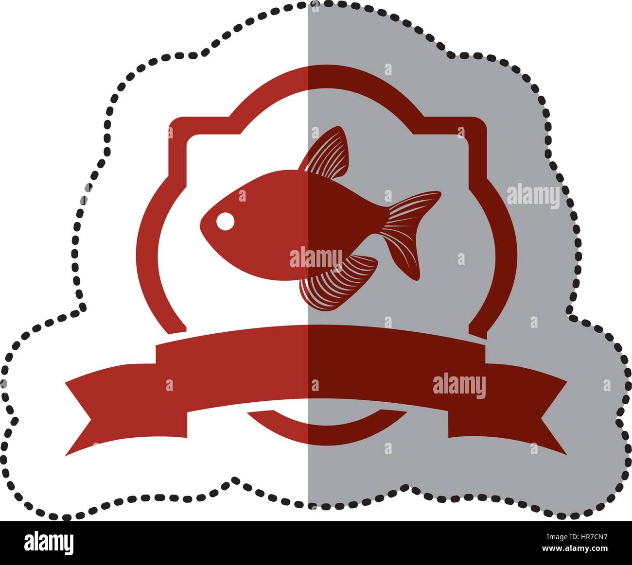 sticker sticker heraldic borders with fish and label Stock Vector Image ...