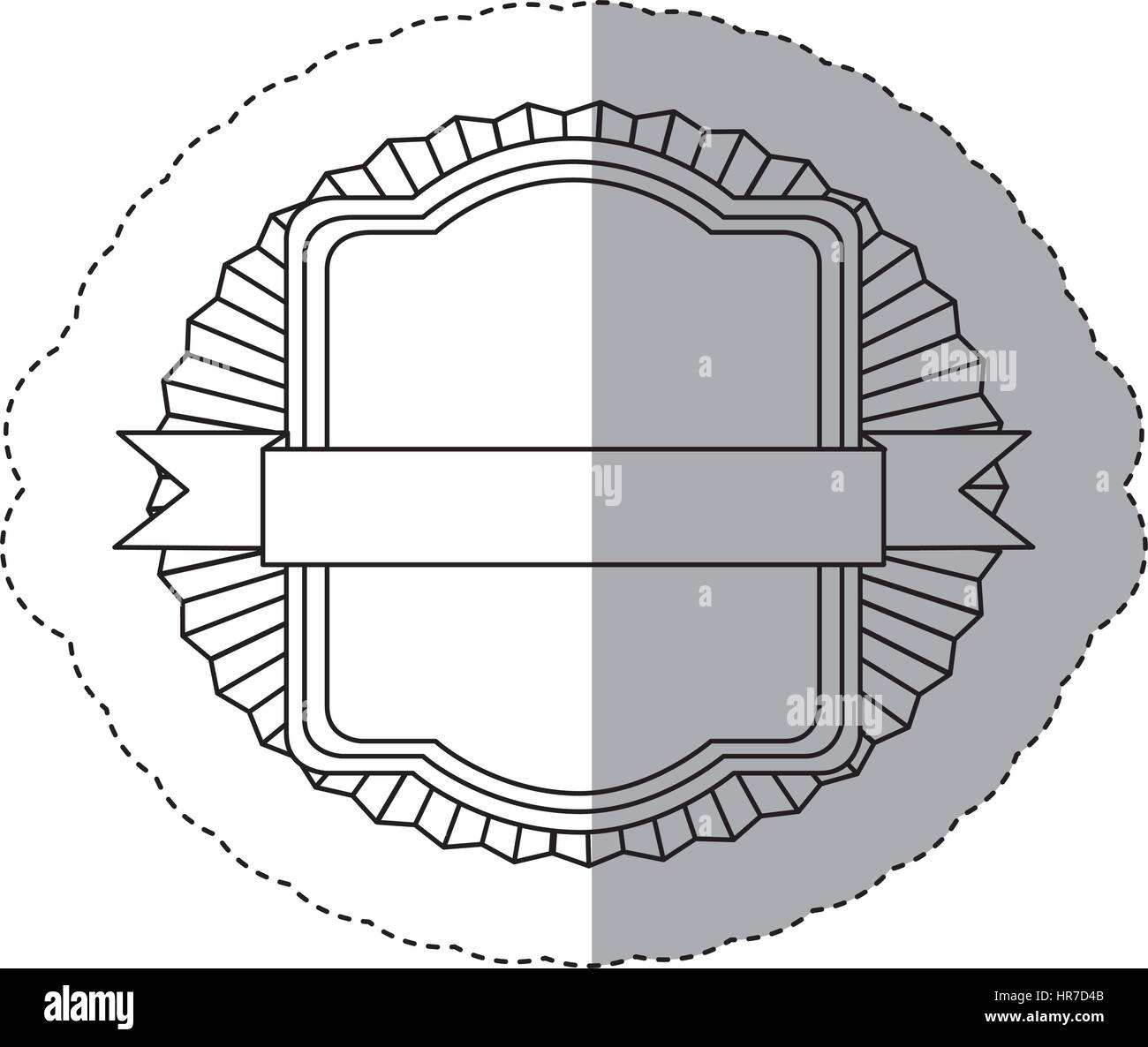 contour emblem squard border with ribbon icon Stock Vector Image & Art ...