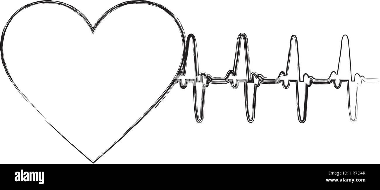 Red heart symbol heartbeat Black and White Stock Photos & Images - Alamy