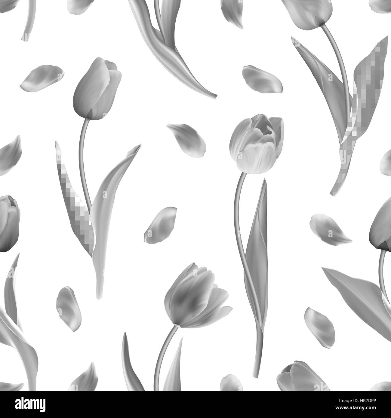Seamless from red tulips and green leaves. Clipping Mask Stock Vector ...