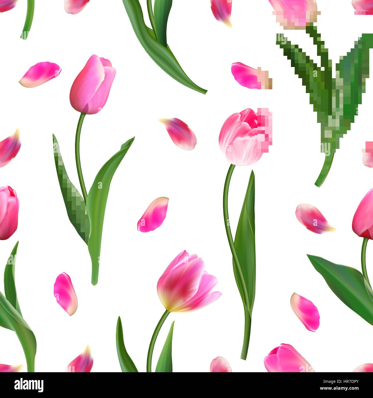 Realistic tulips vector seamless pattern, Repeating surface pattern ...