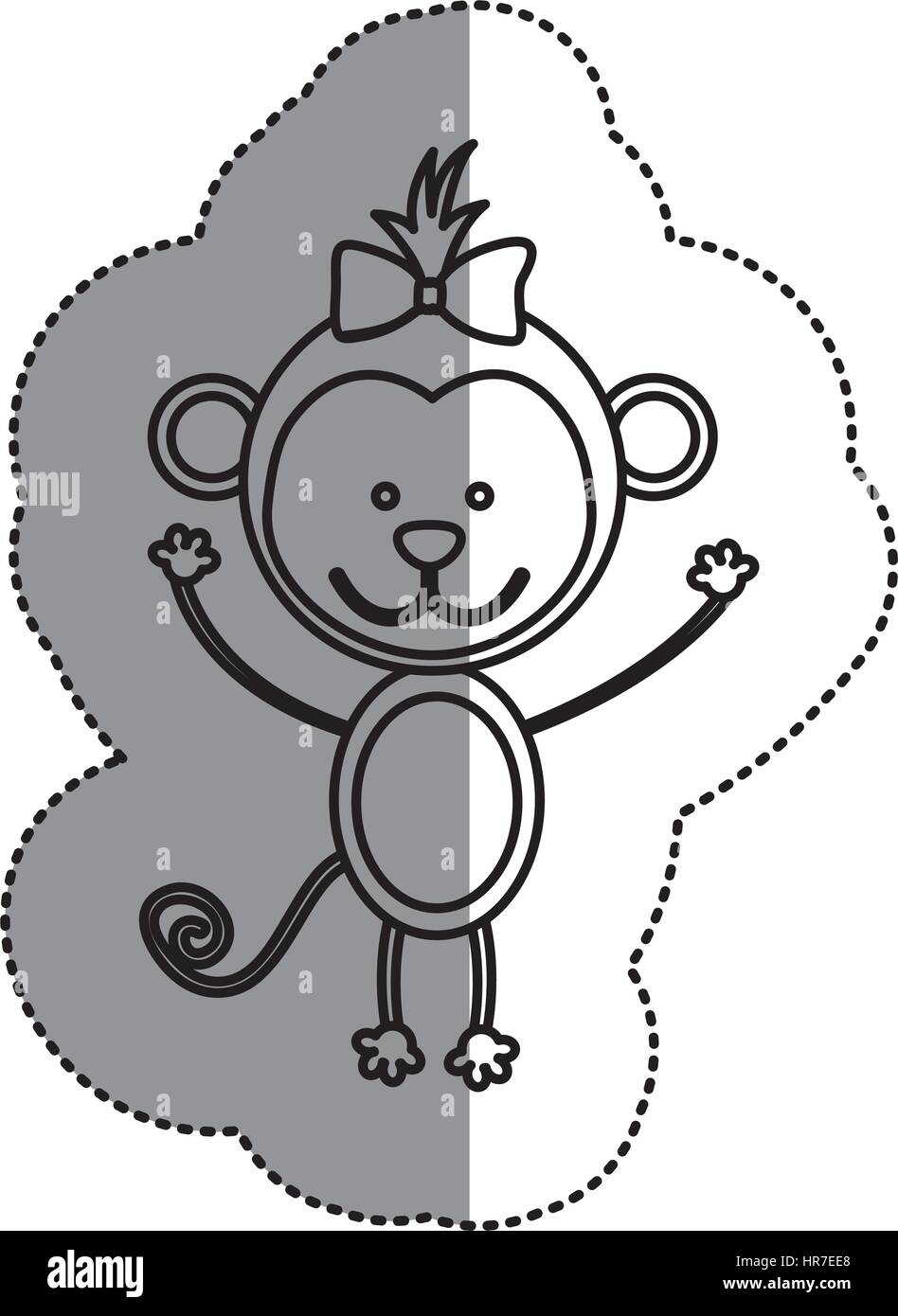 silhouette teddy monkey bow head Stock Vector Image & Art - Alamy
