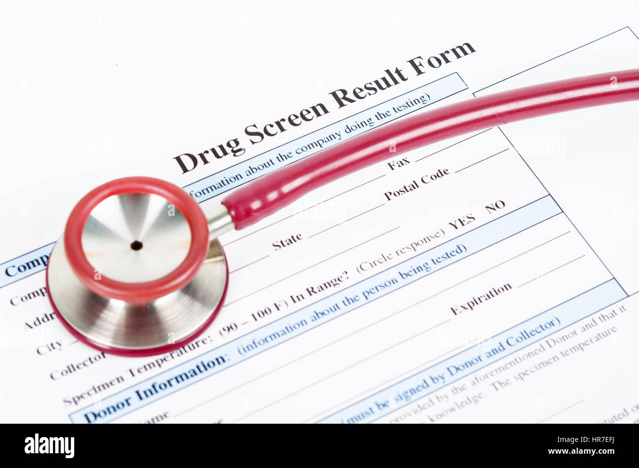 Drug test blank form with stethoscope on white background Stock Photo ...