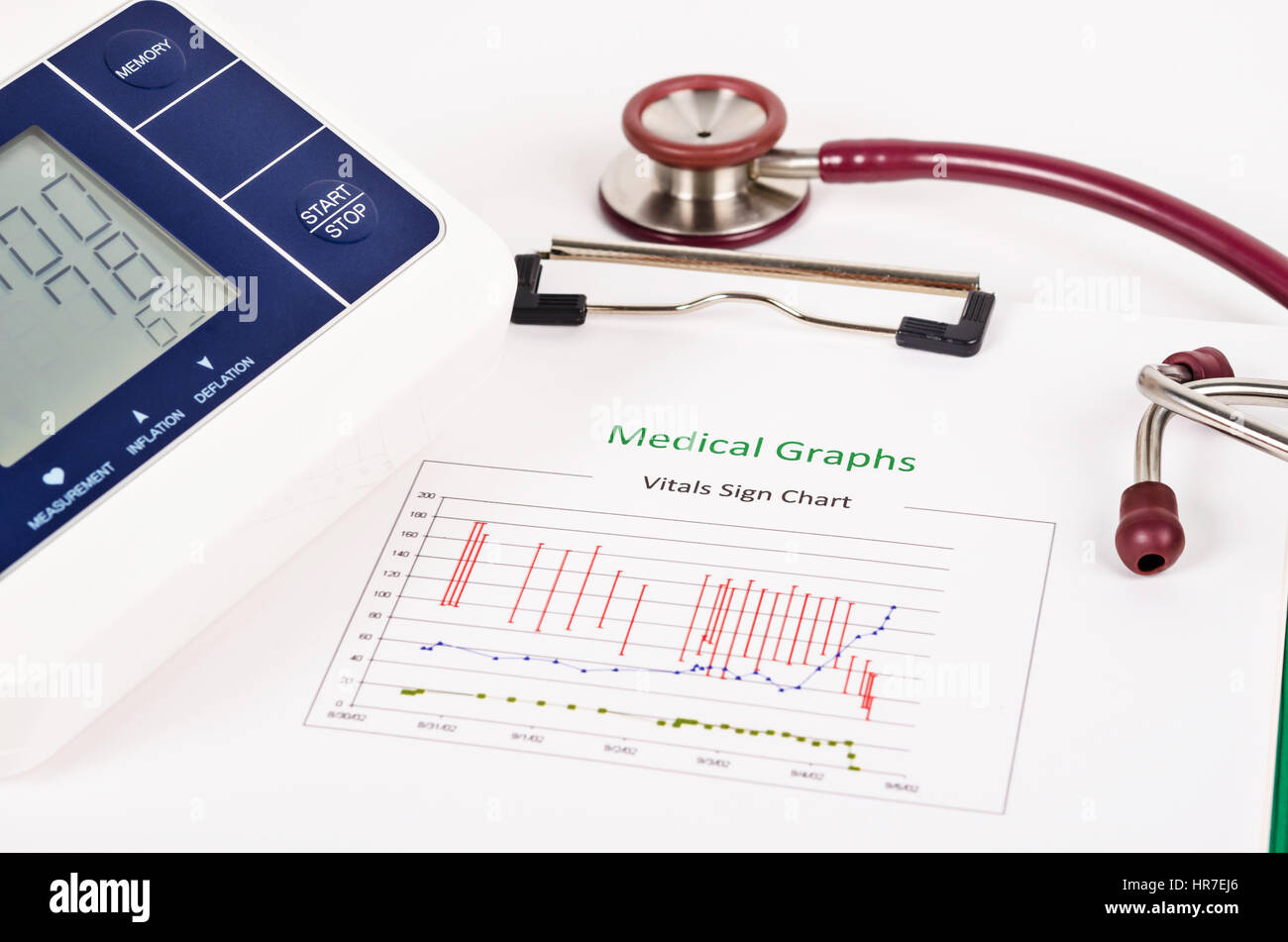 Vitals sign chart, Medical Graphs and Measuring blood pressure with red ...
