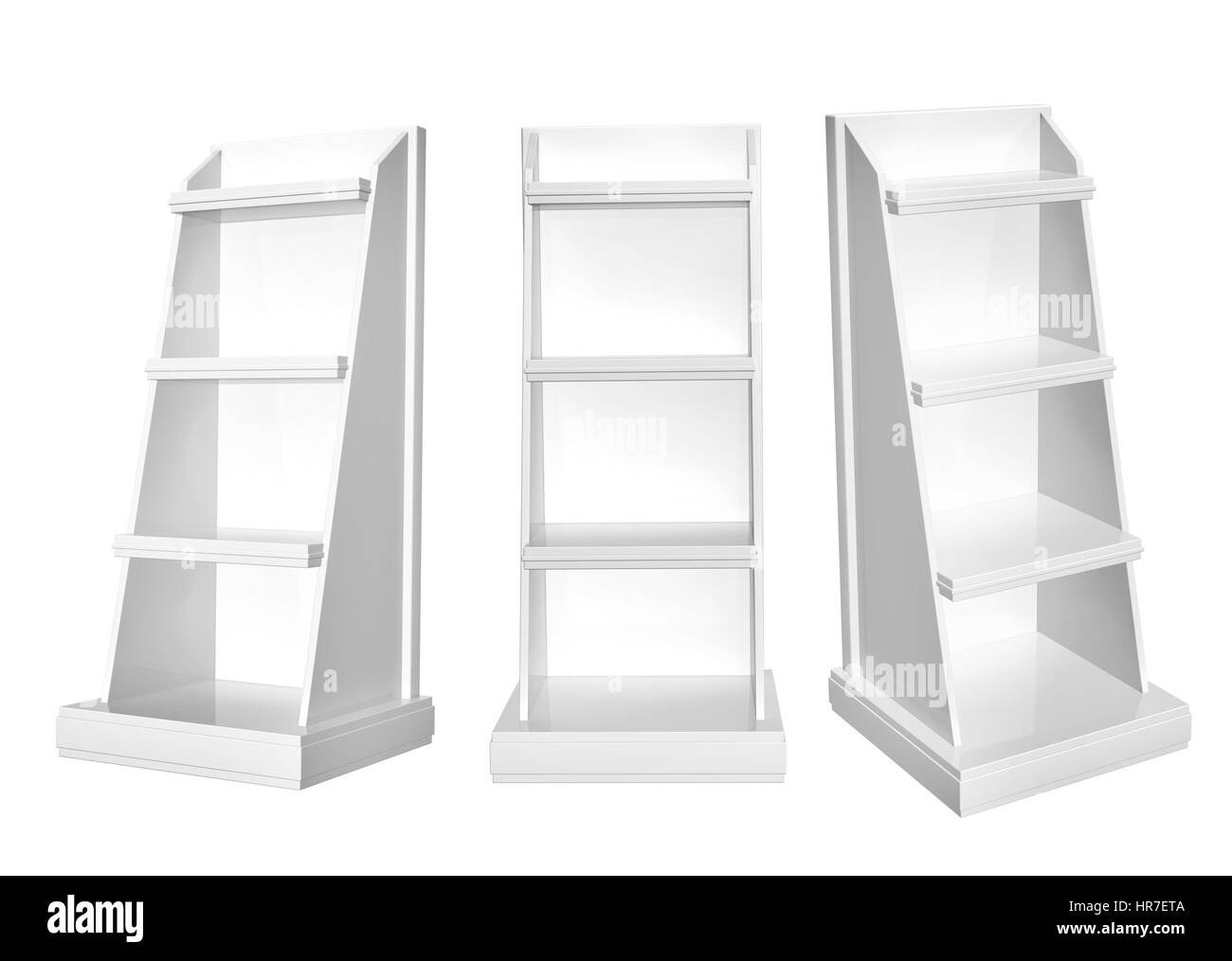 Collection of showcases. View from different angles. Objects isolated ...