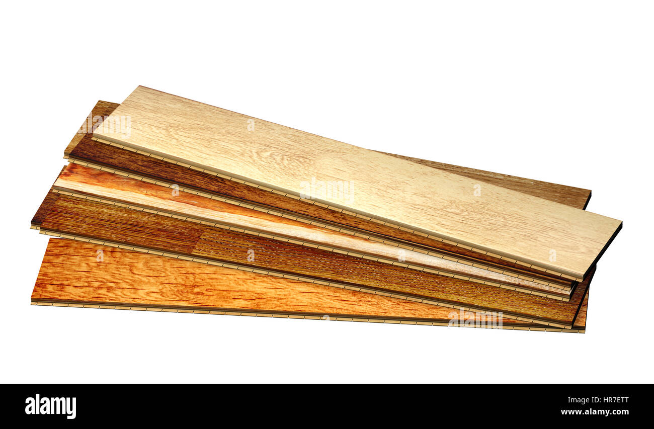 New oak parquet of different colors. Isolated on white background. 3d ...