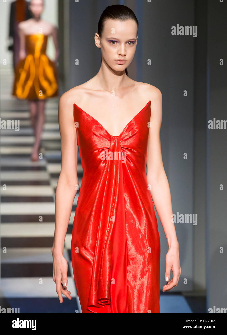 NEW YORK, NY - FEBRUARY 13, 2017: Heloise Giraud walks the runway at ...