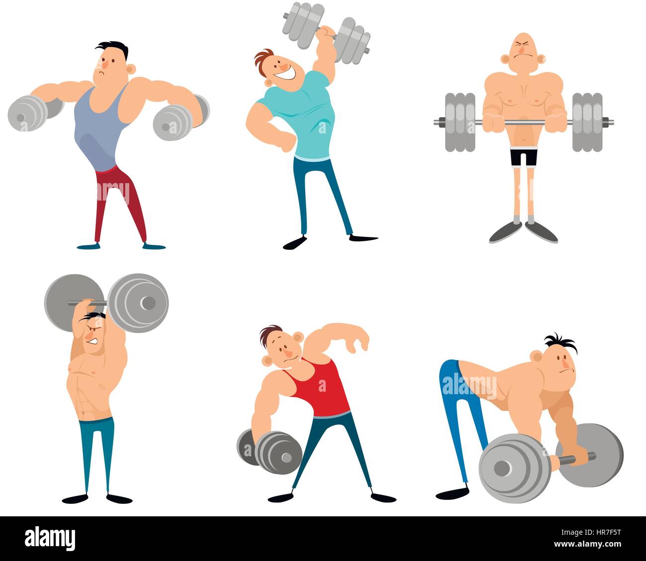 Vector illustration of a six bodybuilders set Stock Vector Image & Art ...