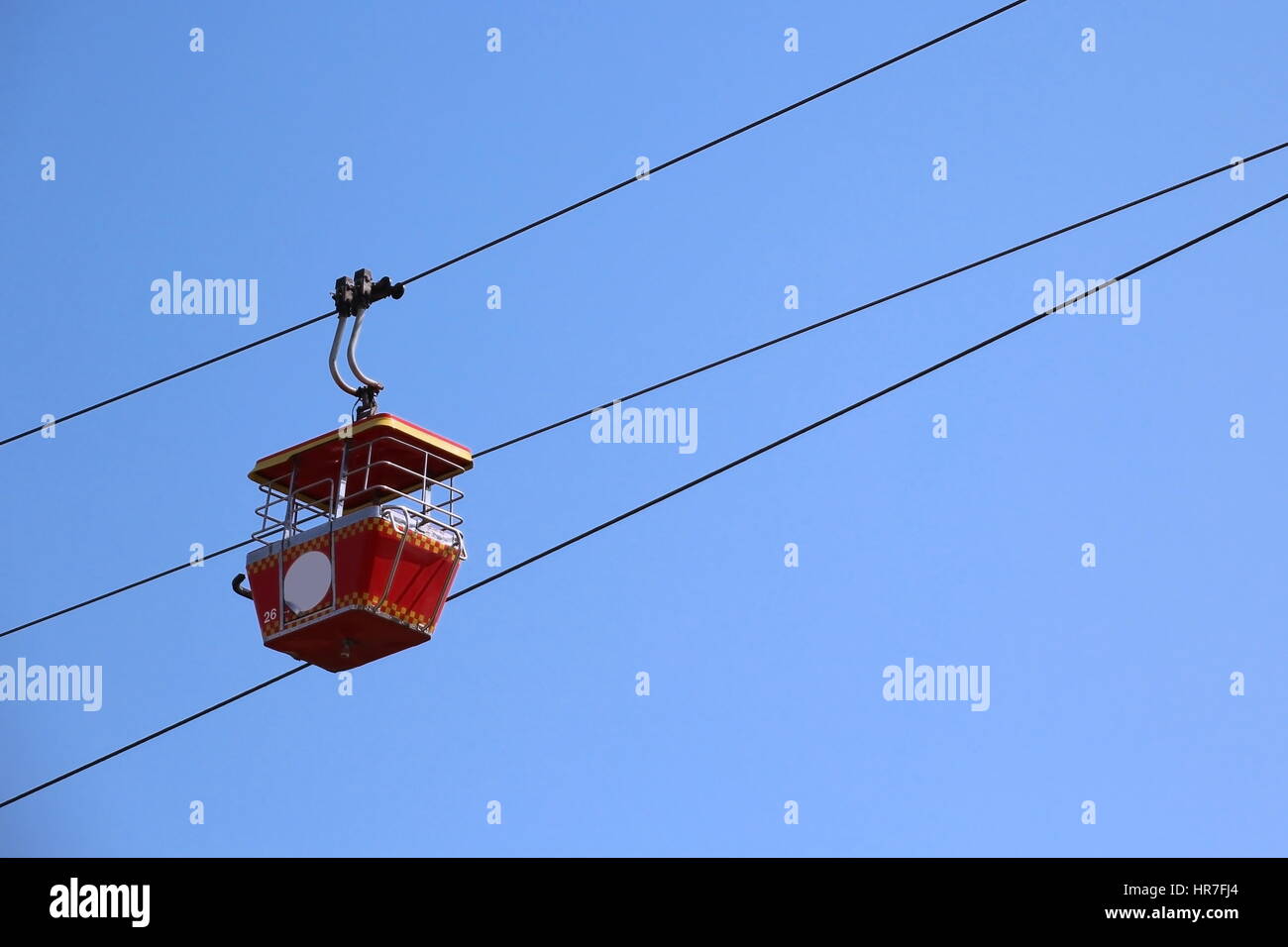 Cable car with blue sky background in Dreamworld, Thailand Stock Photo ...