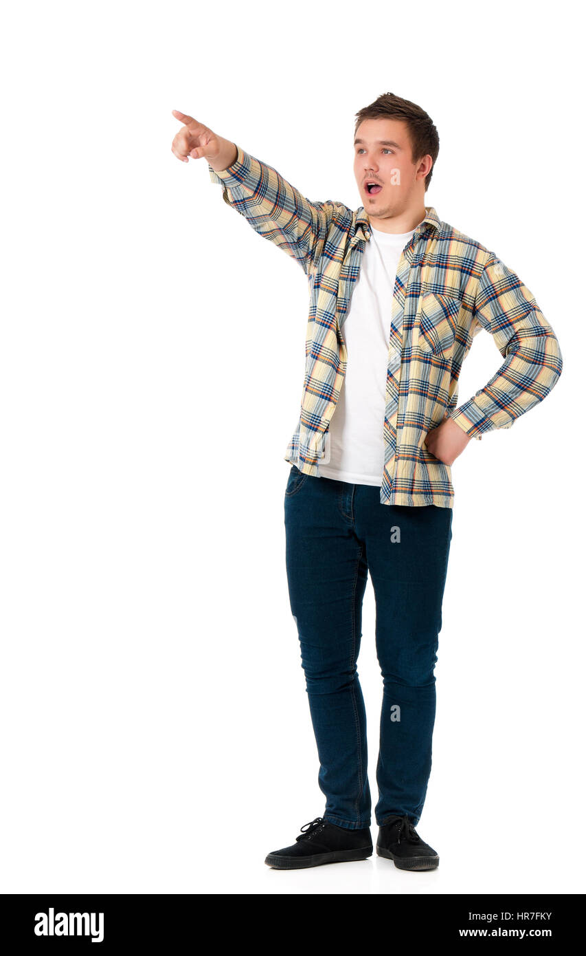 Full length portrait of a successful young man showing something ...