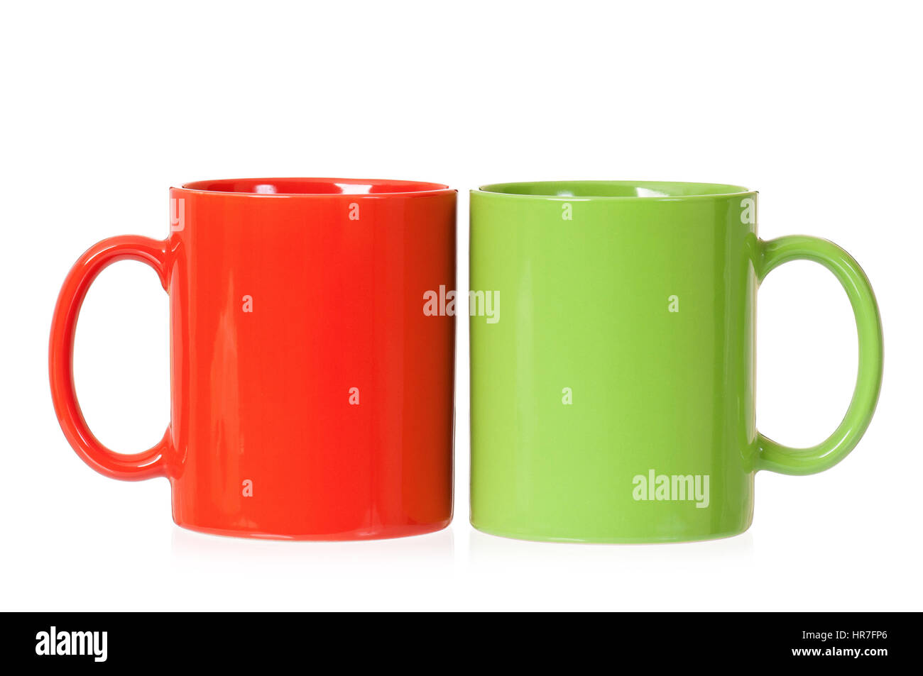 Two red ceramic mugs Cut Out Stock Images & Pictures - Alamy