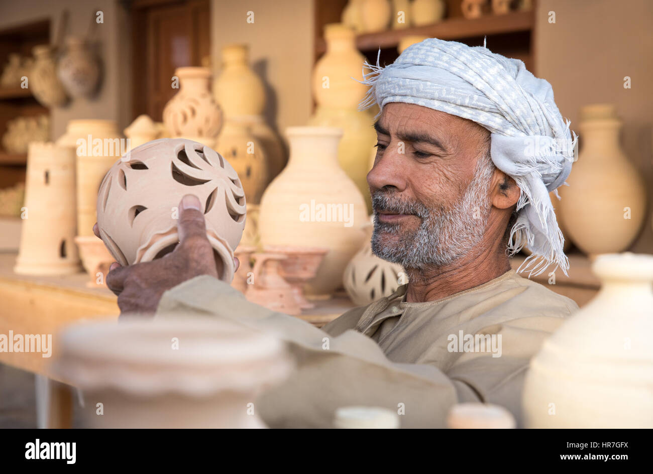 Muscat, Oman - Feb 4, 2017: An old Omani man in a traditional dress ...