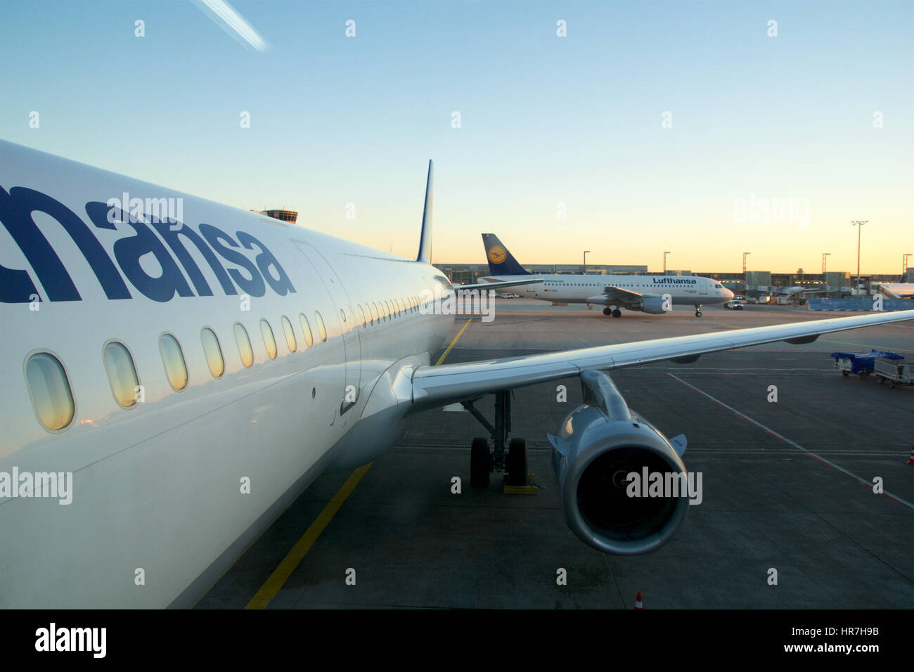 FRANKFURT, GERMANY - JAN 20th, 2017: Boarding a Lufthansa Jet airplane ...
