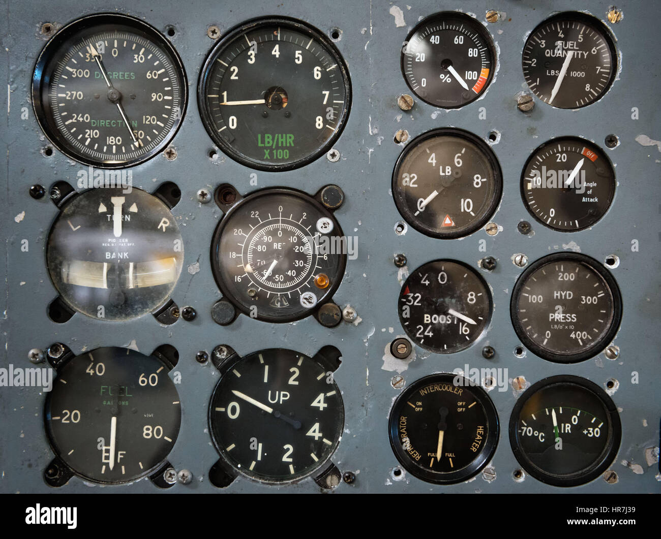 Vintage flight instrumenets from second World war era aircraft Stock ...