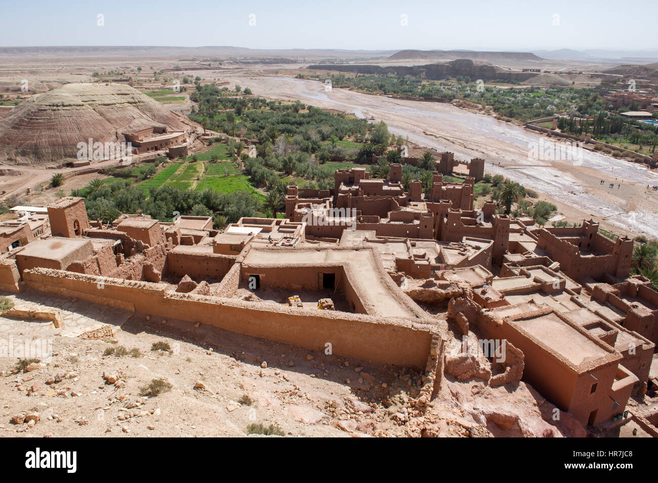 Looking over the famous Berber town of Ait Benhaddou located bewtween ...