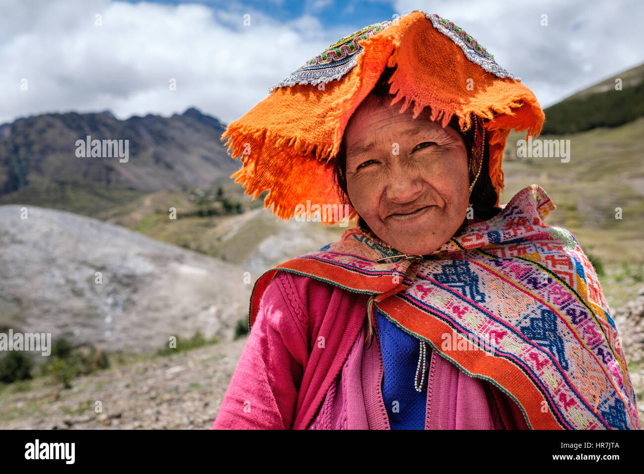 Portrait of a peasant woman with the traditional rural attire of the ...