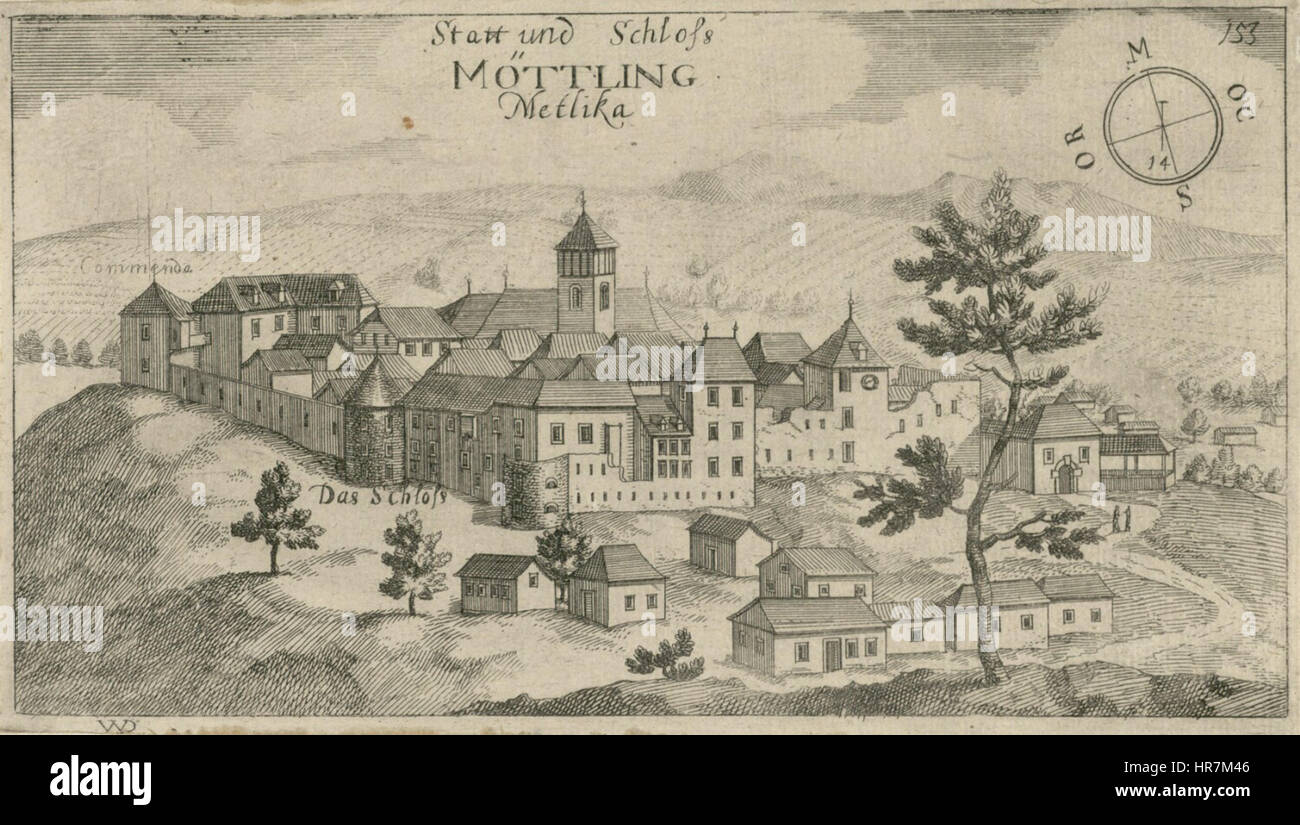 Valvasor - Grad in mesto Metlika Stock Photo - Alamy