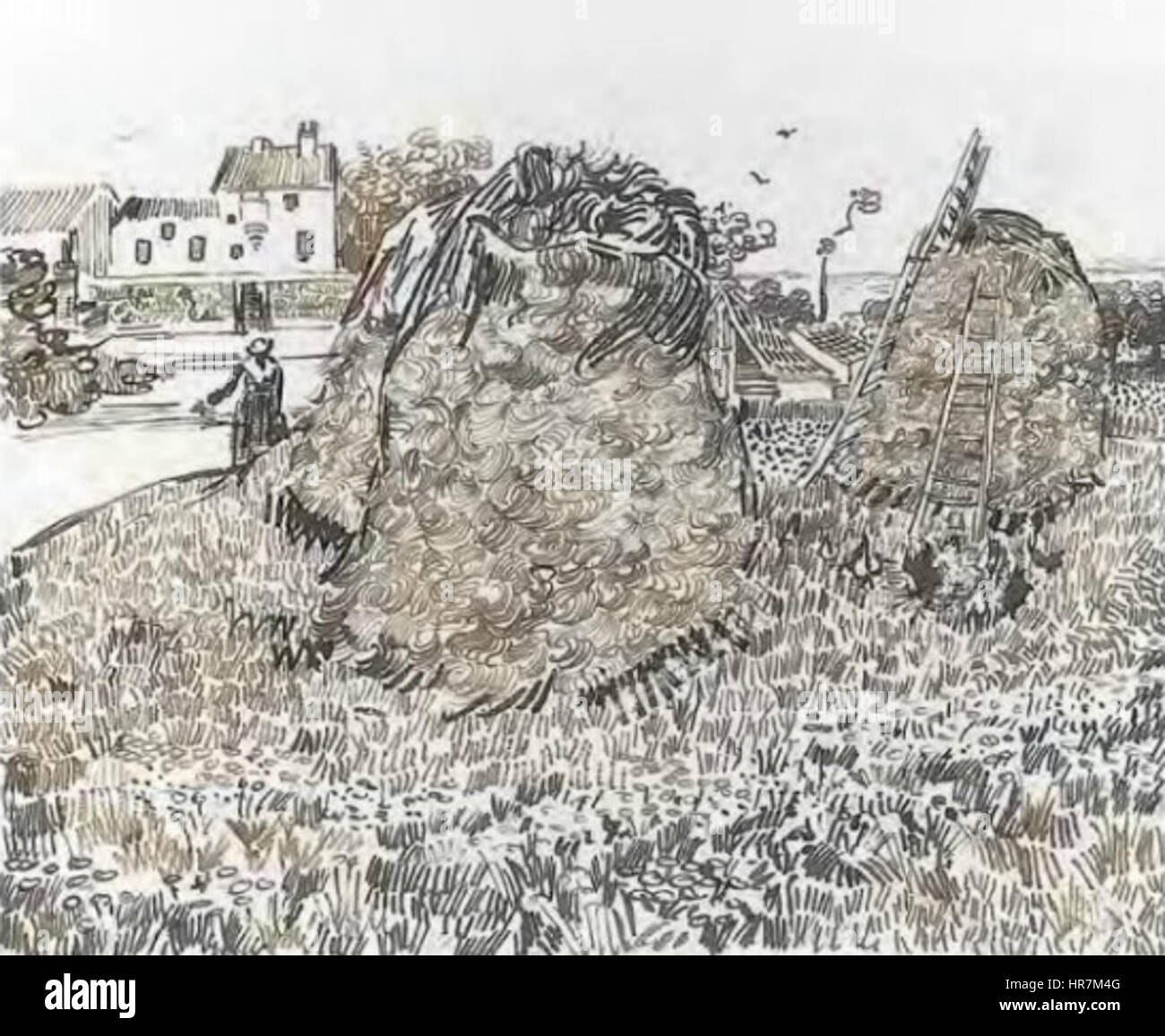 Vincent van Gogh's 'Montes de Feno perto da Fazenda' (Haystacks Near ...